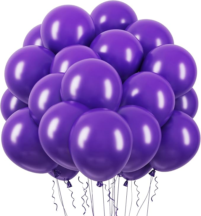Amazon.com: RUBFAC 65pcs Violet Balloons Party Balloons 12 Inches ...