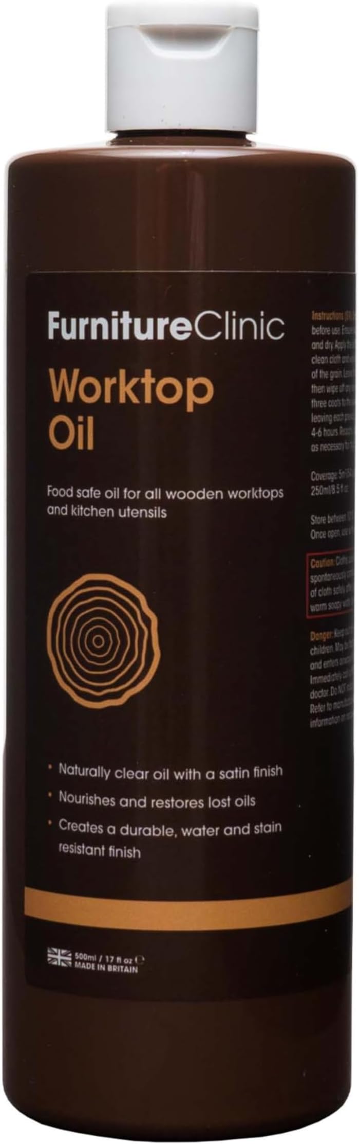 Furniture Clinic Worktop Oil 500ml - Food Safe, Quick Drying Worktop ...