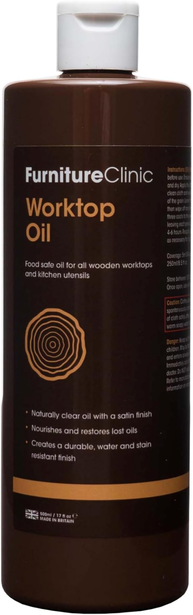 Furniture Clinic Worktop Oil 500ml - Food Safe, Quick Drying Worktop ...