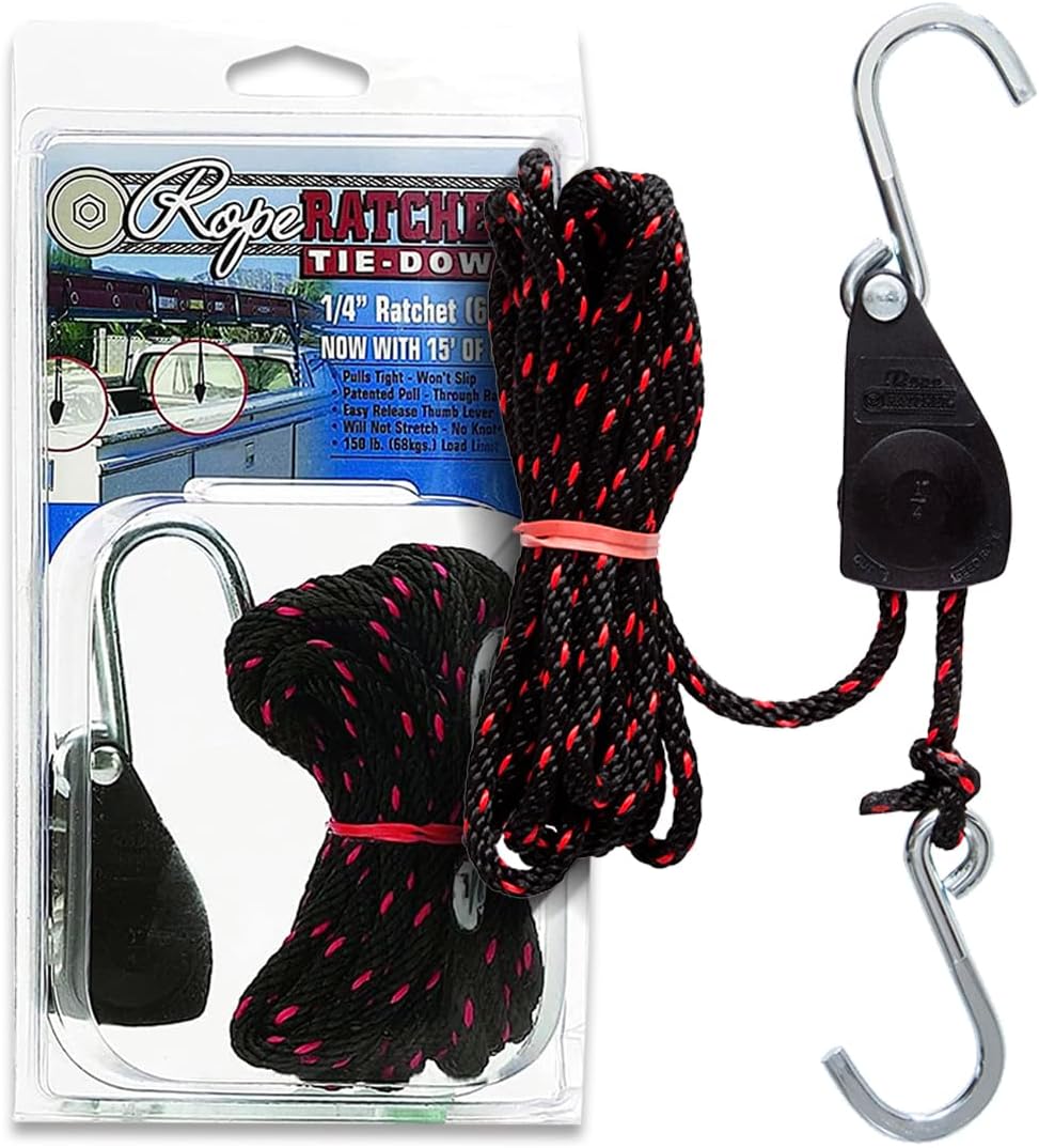 Rope Ratchet 10015 1/4" with 15' Super Duty Adjustable Rope Clip Tie ...