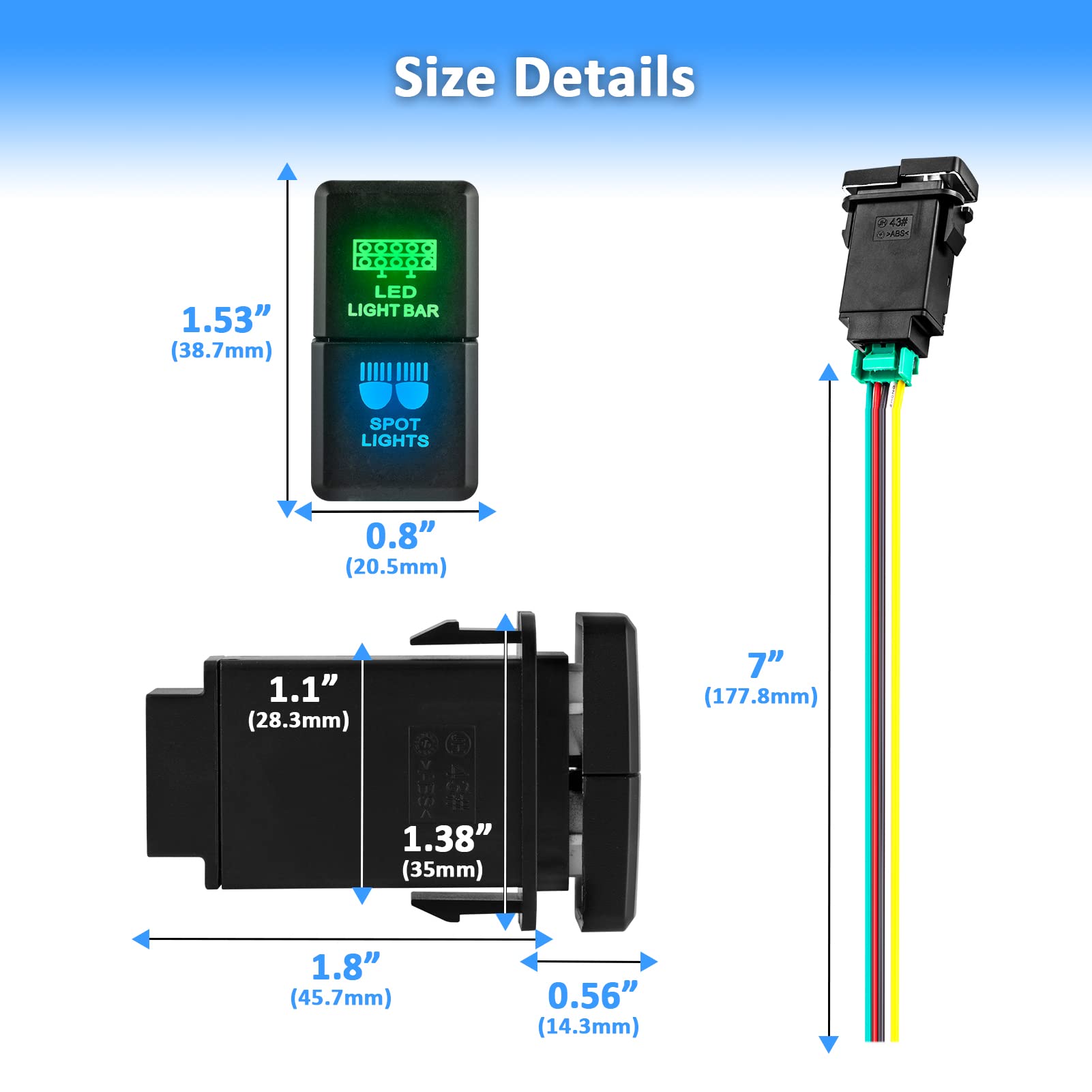 Snapklik.com : Wsays Backlight Dual Push Switch LED Light Bar & Spot ...