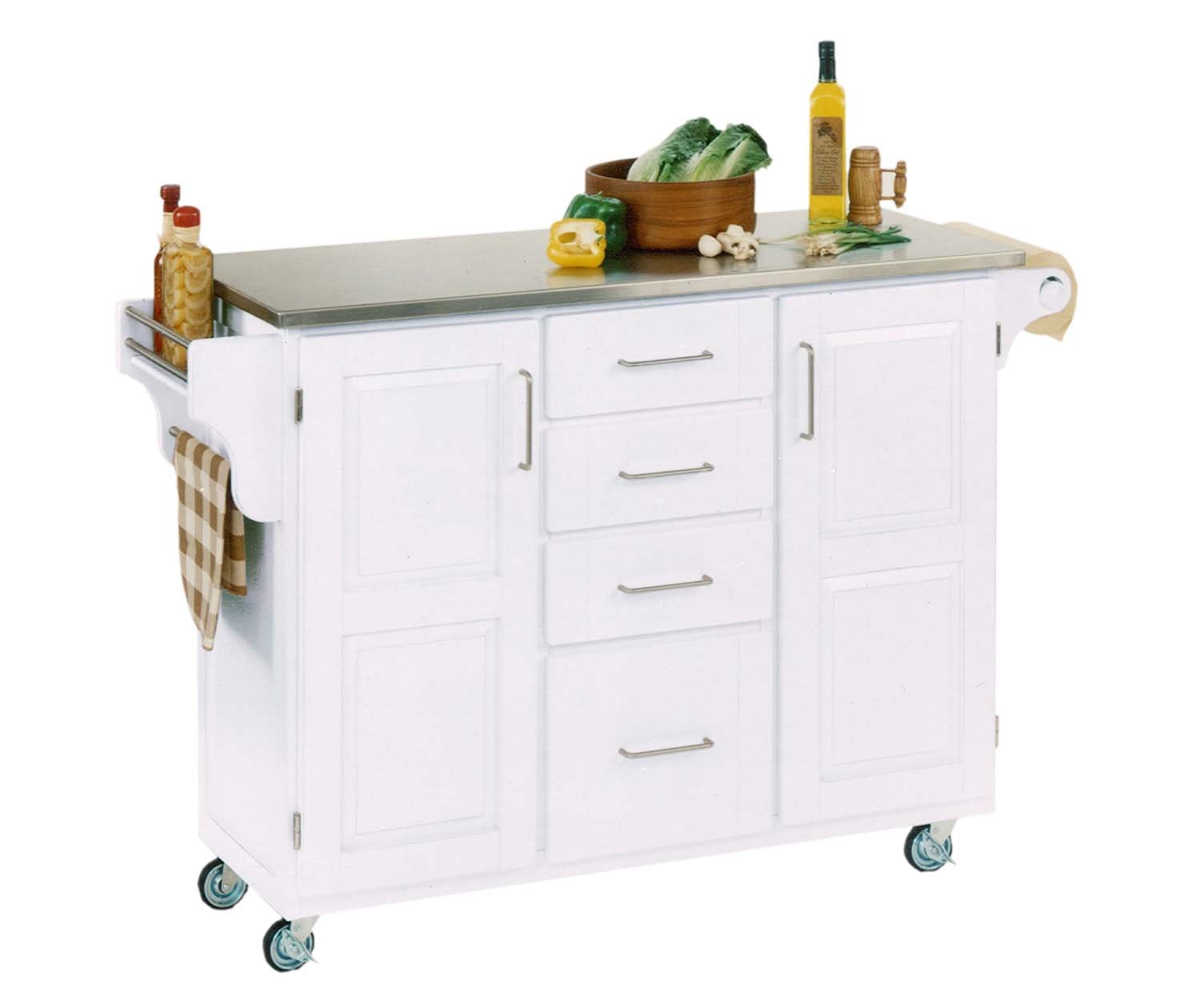 Amazon.com: Create-a-cart White 2 Door Kitchen Cart with Stainless ...