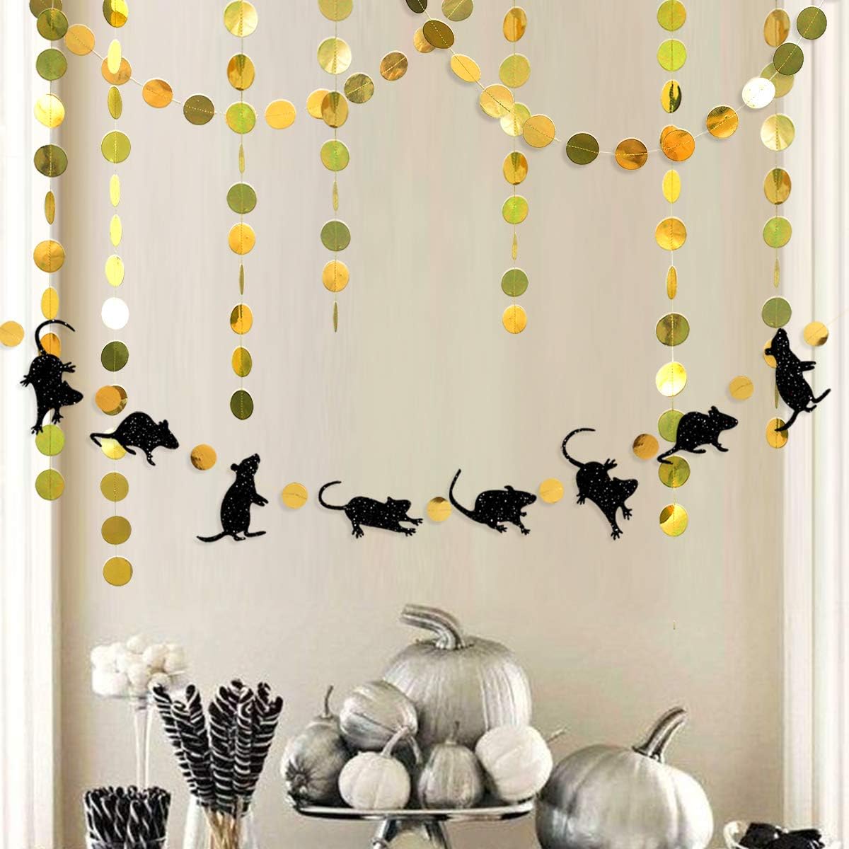 Amazon.com: 33 Ft Halloween Rat Banner Kit - Double Sided Black Glitter ...