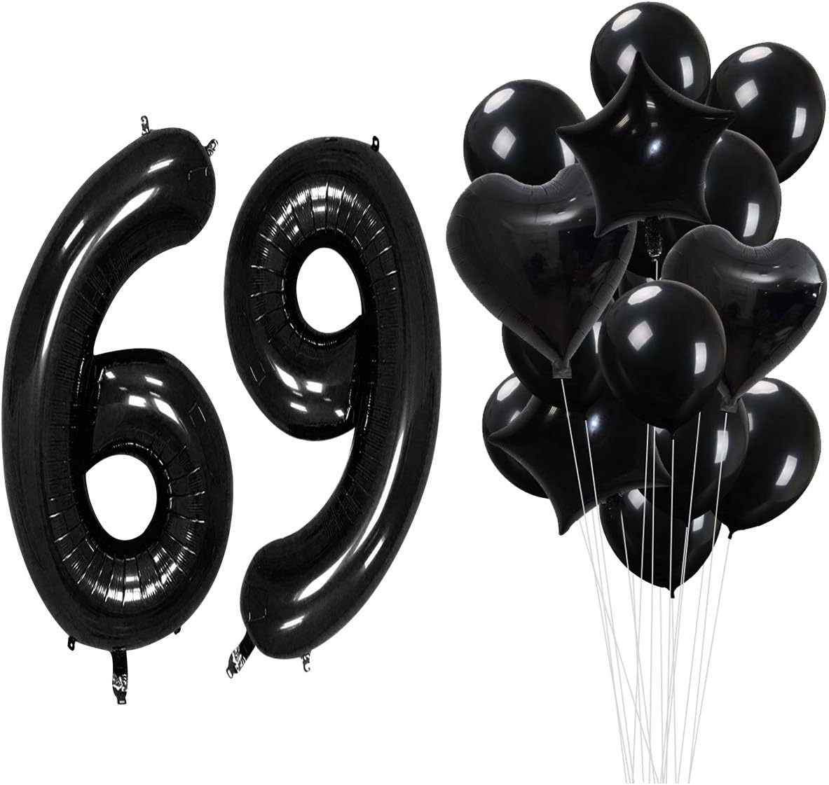 Amazon.com: 40 Inch Black 69th Birthday Helium Jumbo Digital Number 69 ...