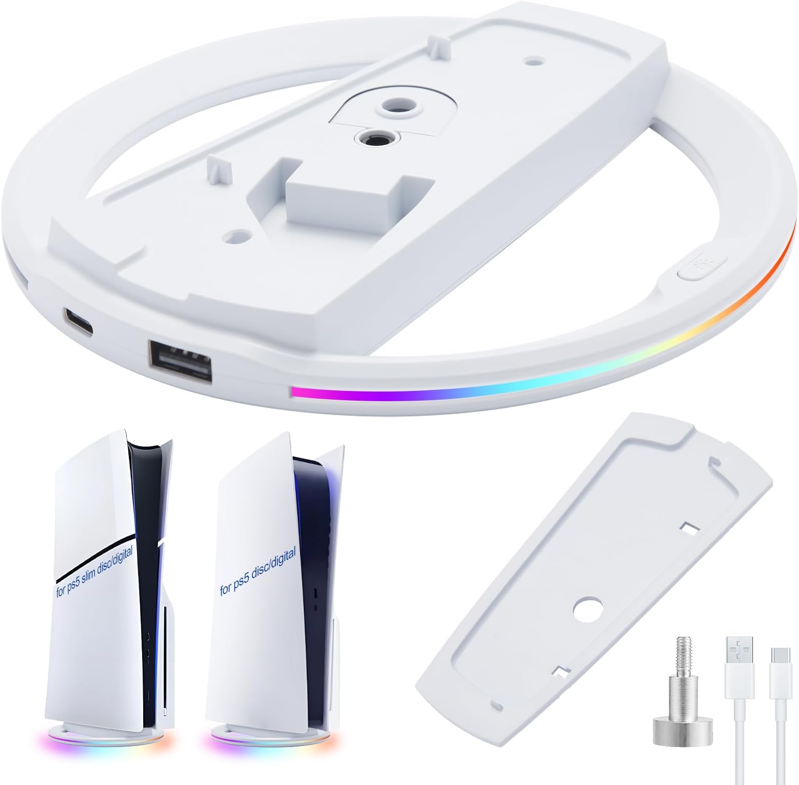 iulrtba RGB Vertical Stand for PS5 Pro/PS5 with Anti-slip Pads ...