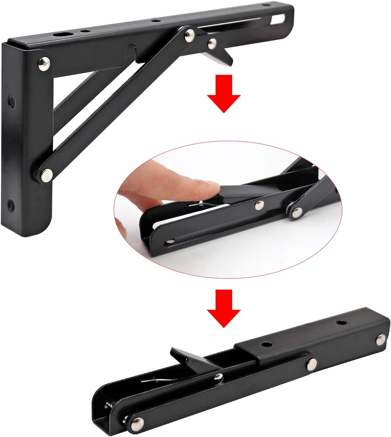 Folding Shelf Bracket 8 Inches, 2 Pieces of Folding Table Bracket ...