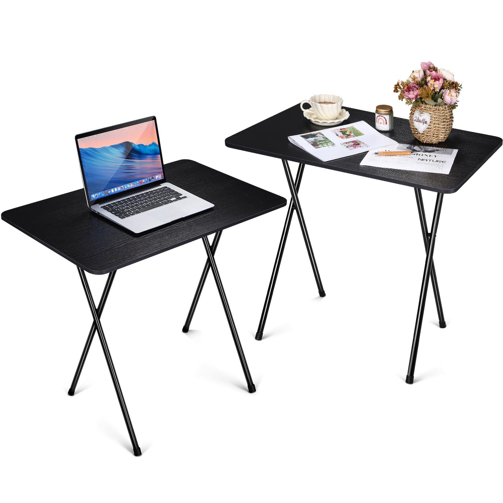 Amazon.com: Wenqik Foldable Table TV Trays for Eating Set of 2 Large ...