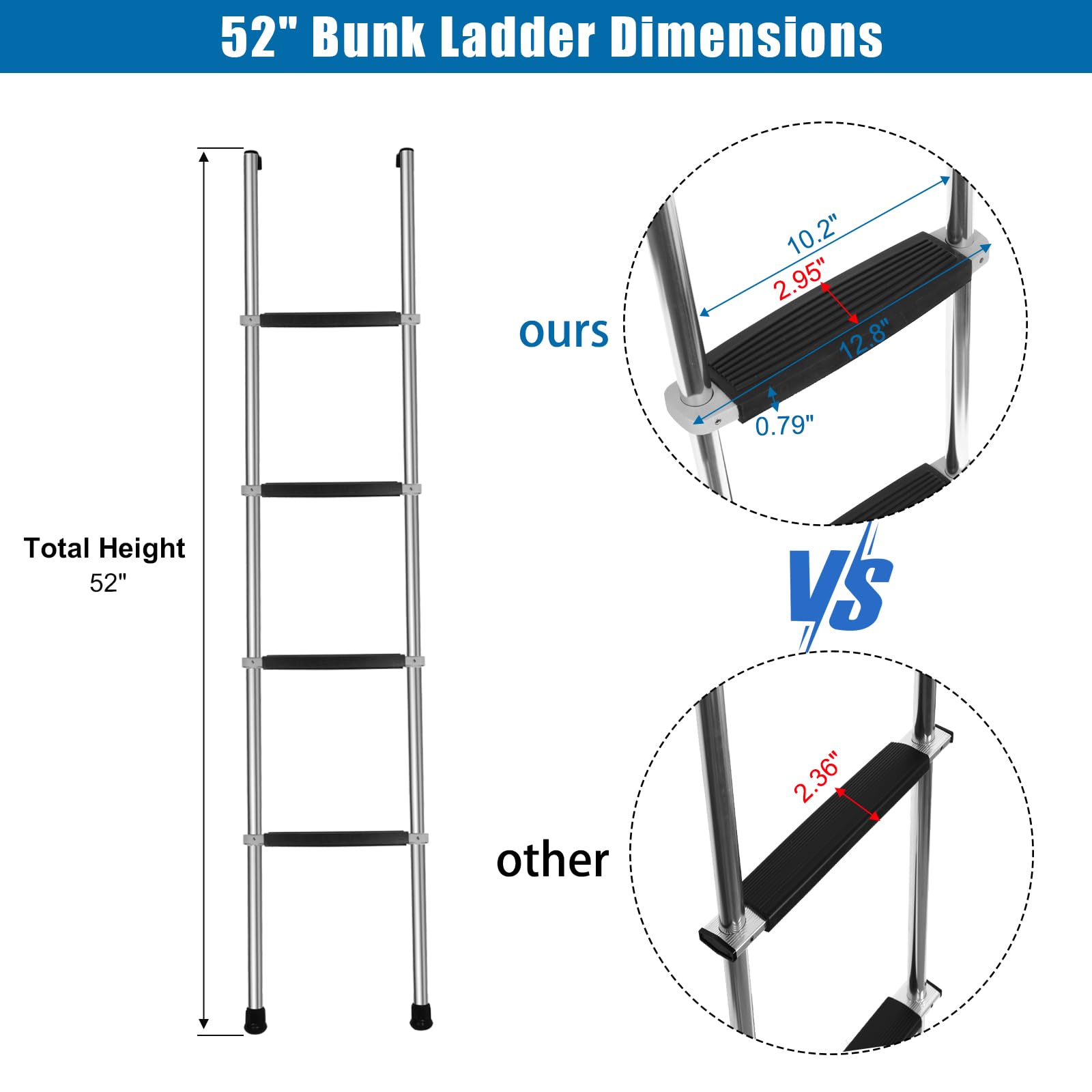 Snapklik.com : OUTPRIZE 57" RV Bunk Ladder, 4 Wide Step Aluminum Camper ...