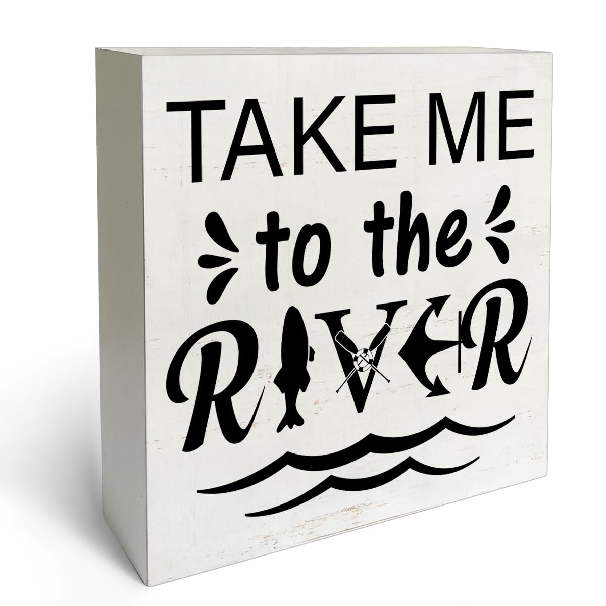 Amazon.com : Rustic Farmhouse Style Take Me to the River Box Sign Wood ...
