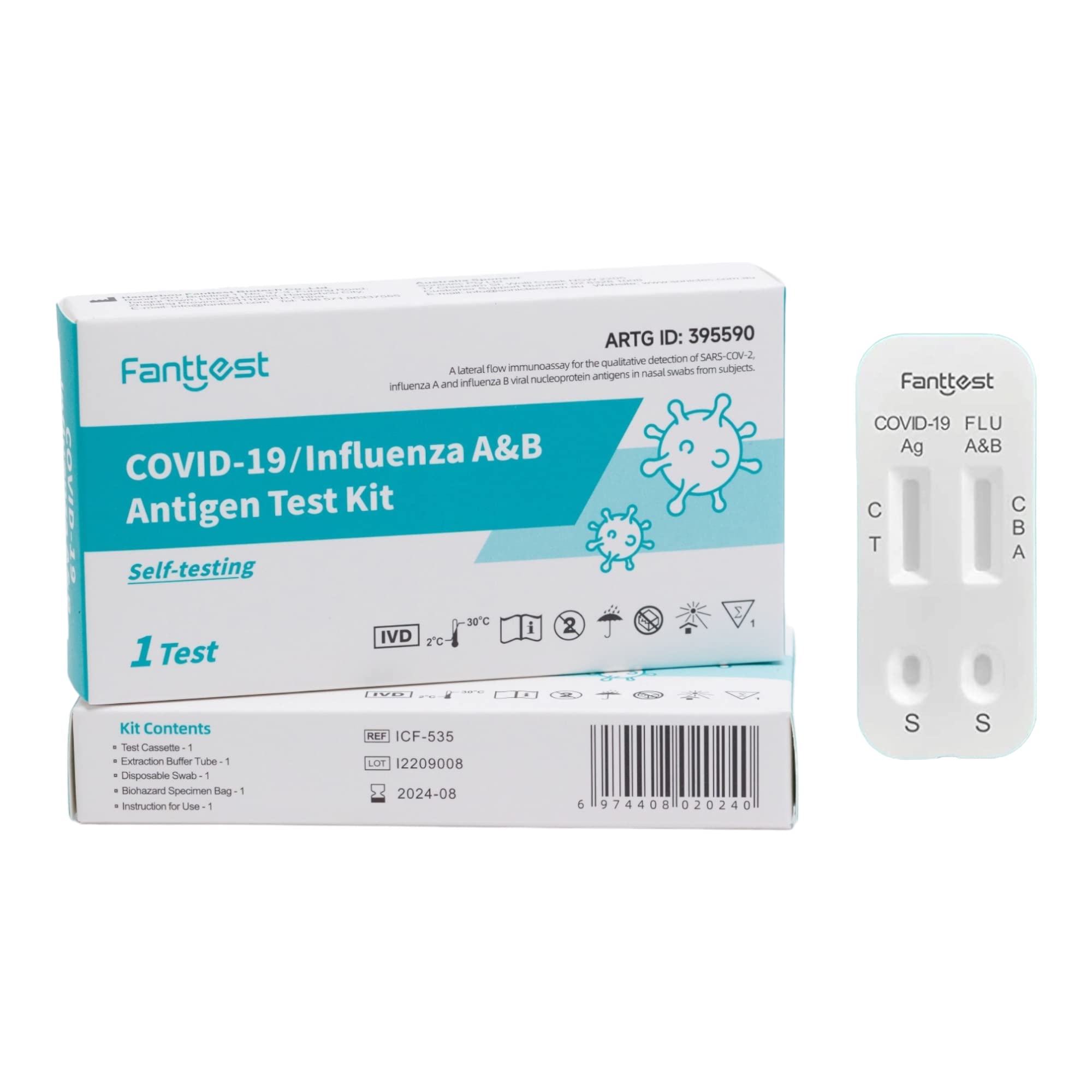 Fanttest 3-in-1 Combo RAT Test, Influenza Flu A/B and COVID-19 Rapid ...