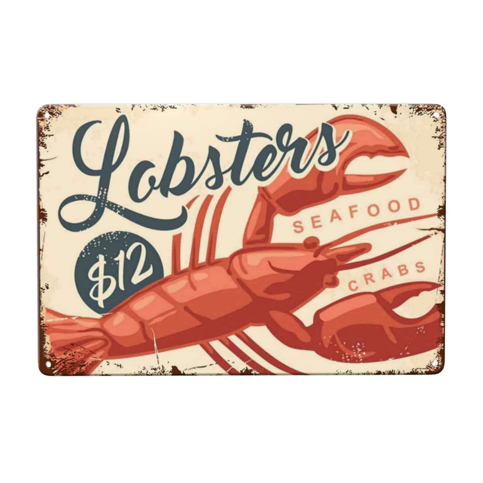 Amazon.com : LOVEJIA Lobsters And Crabs Sign Vintage Metal Tin Sign ...
