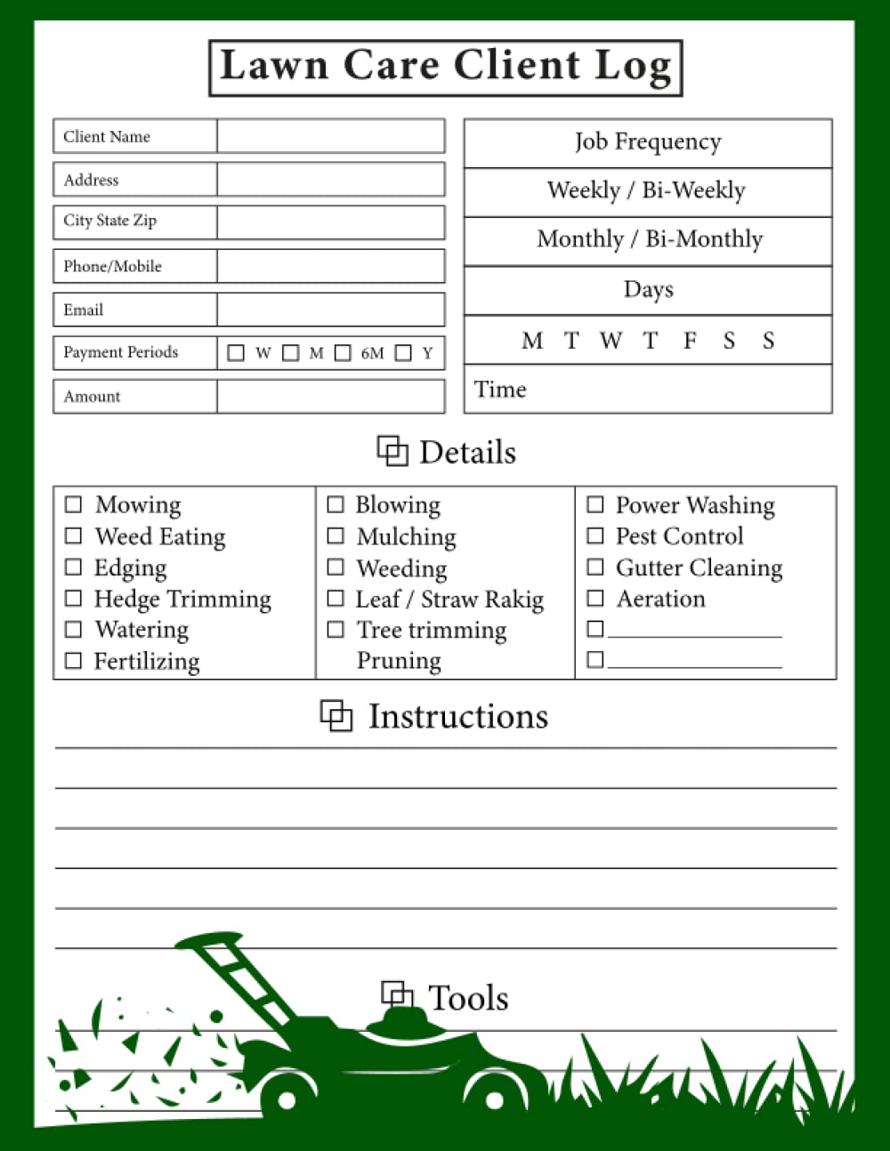 Lawn care client Log book: Lawn Mowing and Landscape Appointment ...