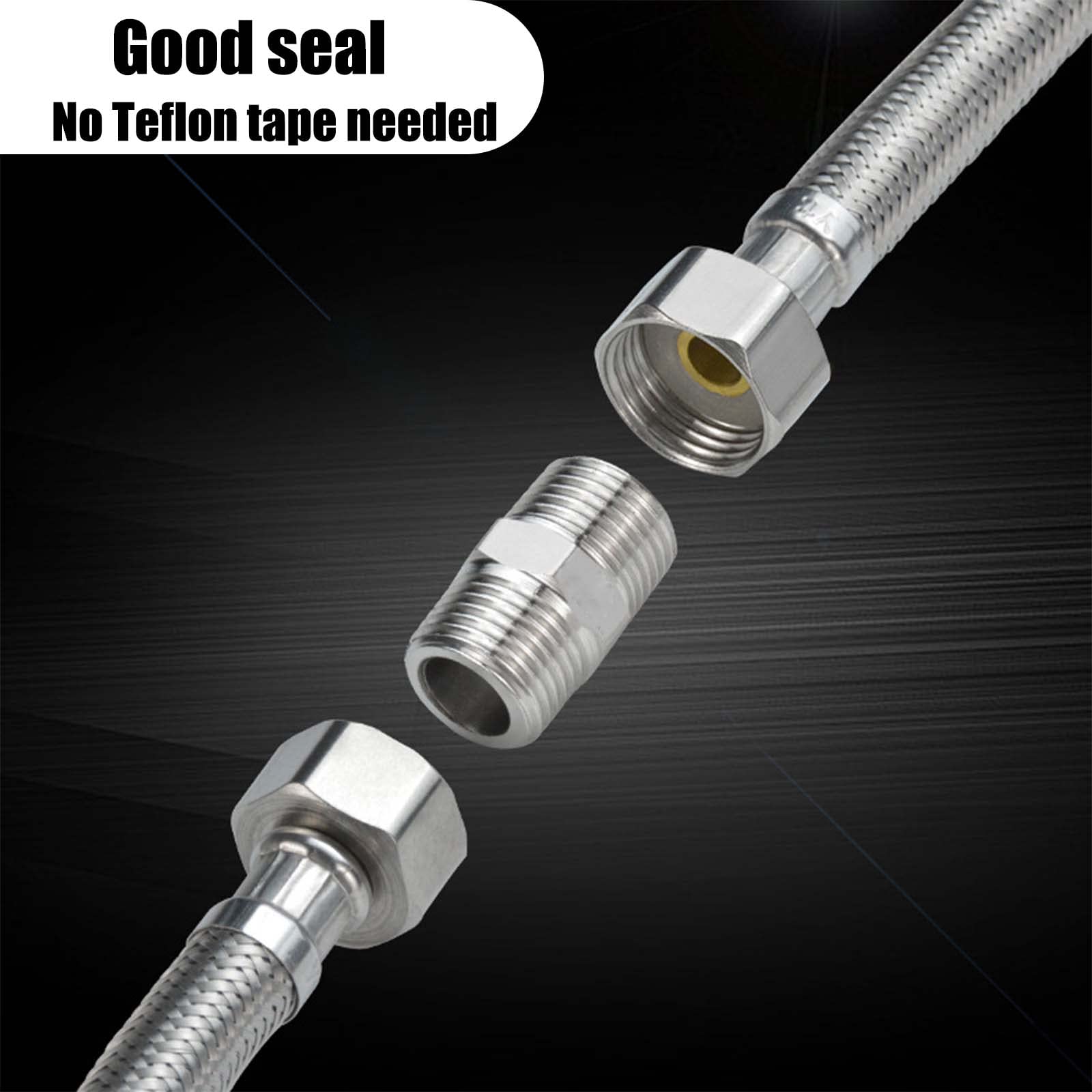 Snapklik.com : 2 Pack Shower Hose Extension 1/2" To 1/2" Chrome Hex ...