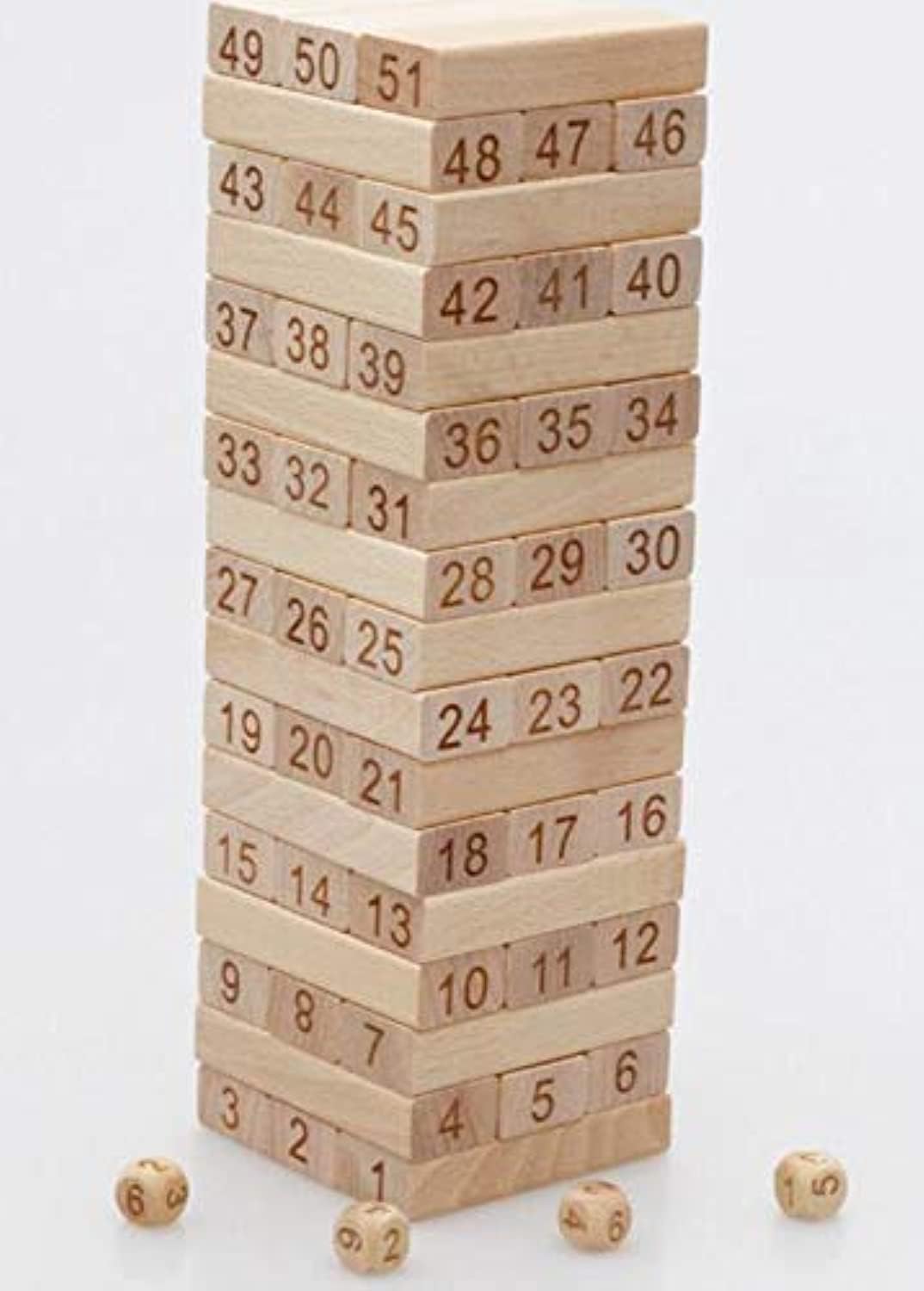 Buy SHINETOY Wooden Jenga Number Tumbling Tower Game for Kids and ...