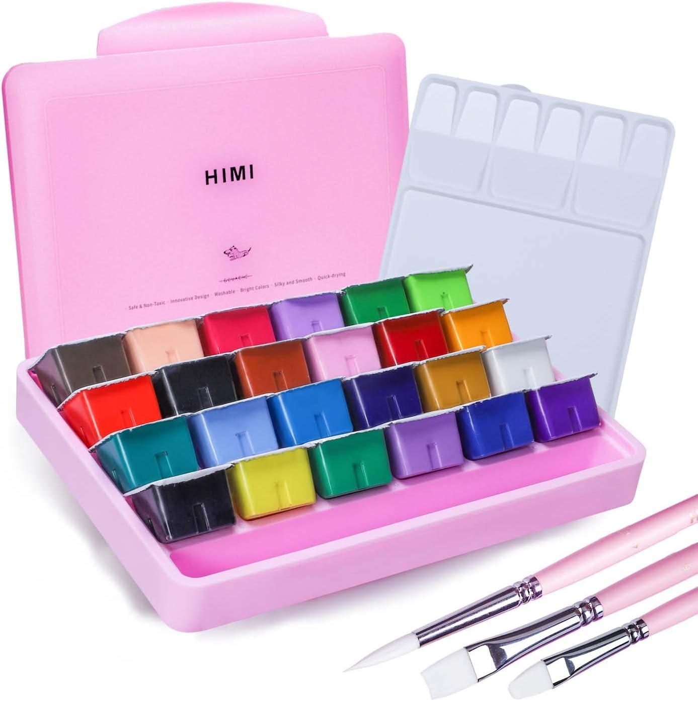 Amazon.com: HIMI Gouache Paint Set 24 Vibrant Colors Non Toxic Paints ...