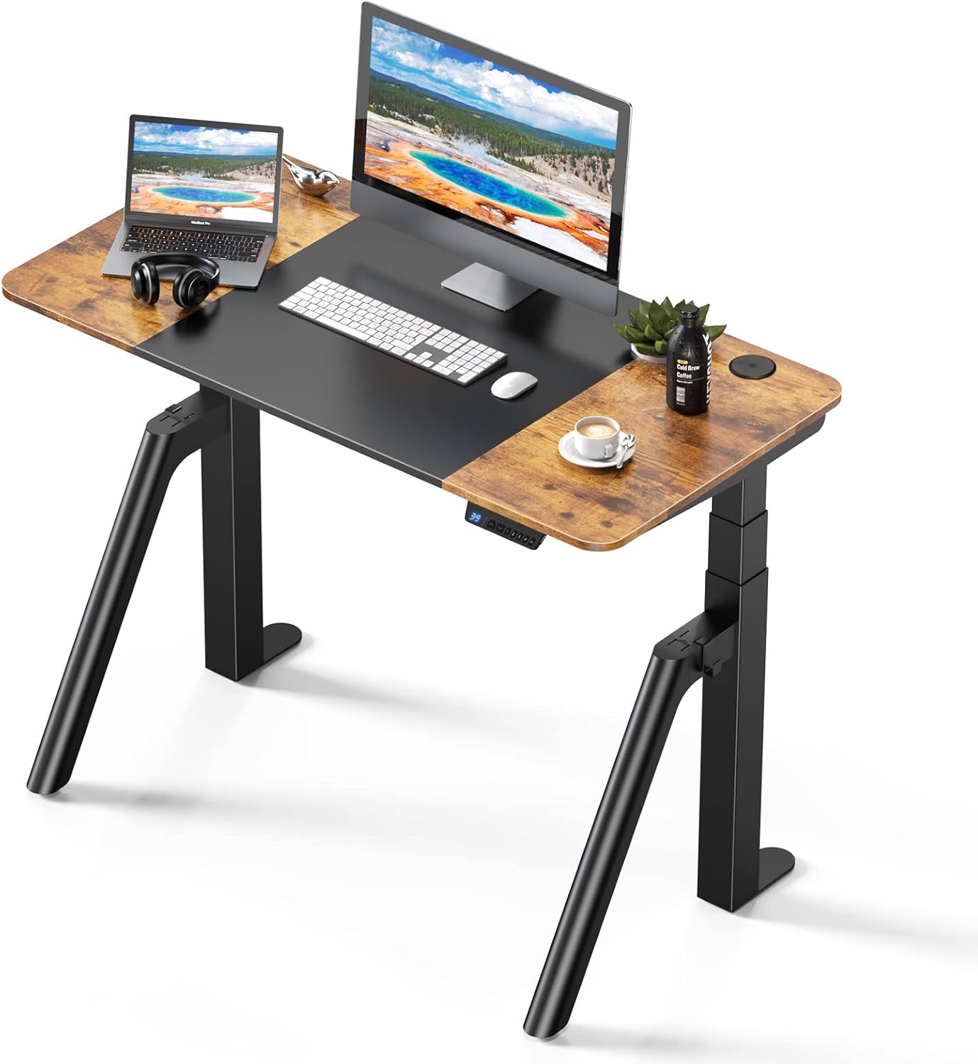 Amazon.com: HOUSEELF Dual Motor Adjustable Standing Desk - Stable Wood ...