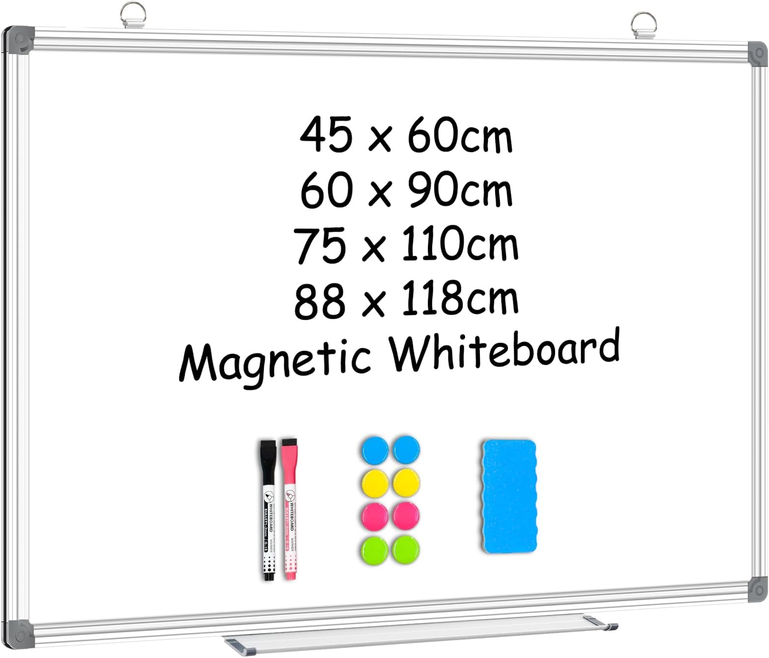 4 THOUGHT Magnetic Whiteboard 45 x 60 cm A2 White Board for Wall with 2 ...