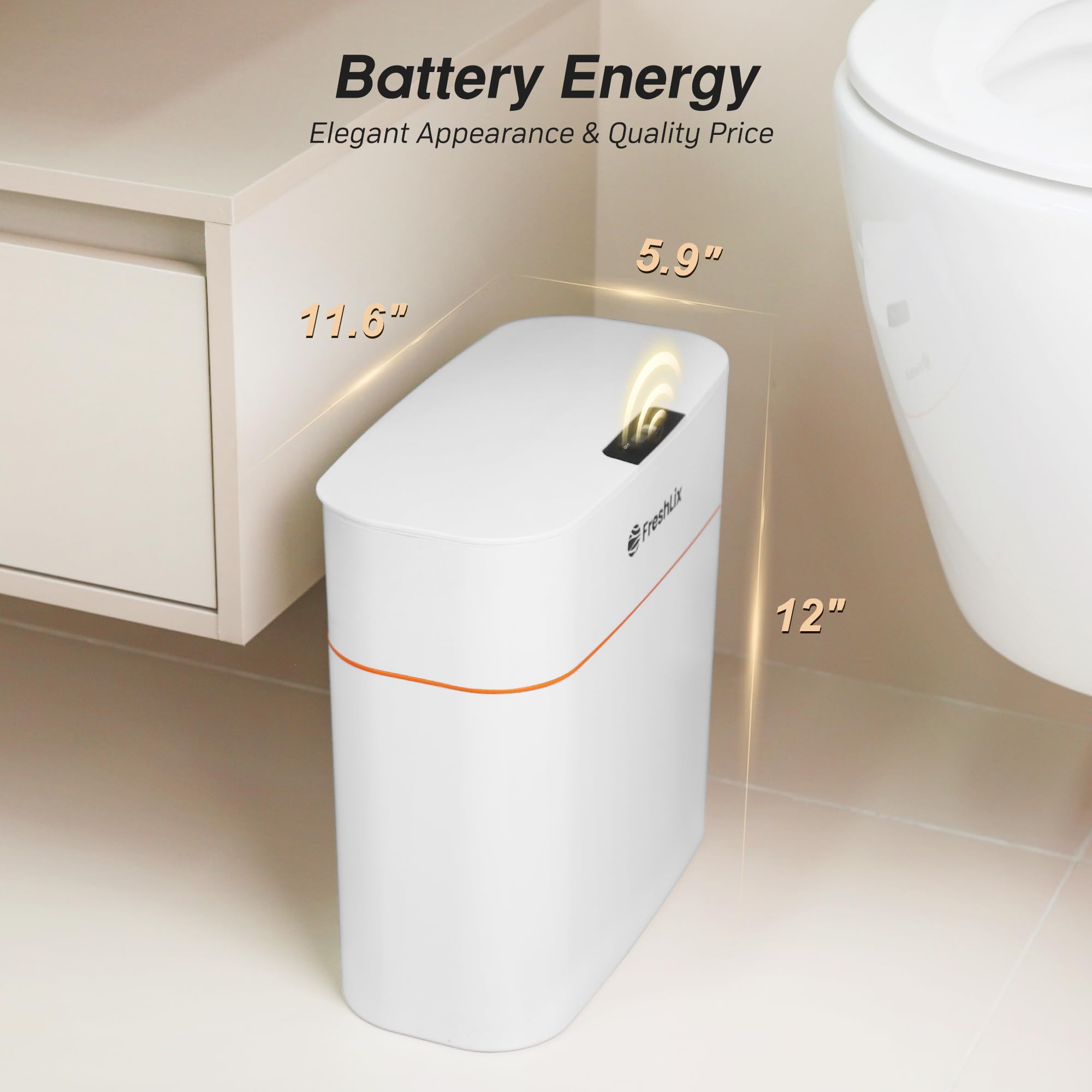 Snapklik.com : FRESHLIX Bathroom Automatic Trash Can, 4 Gallon ...