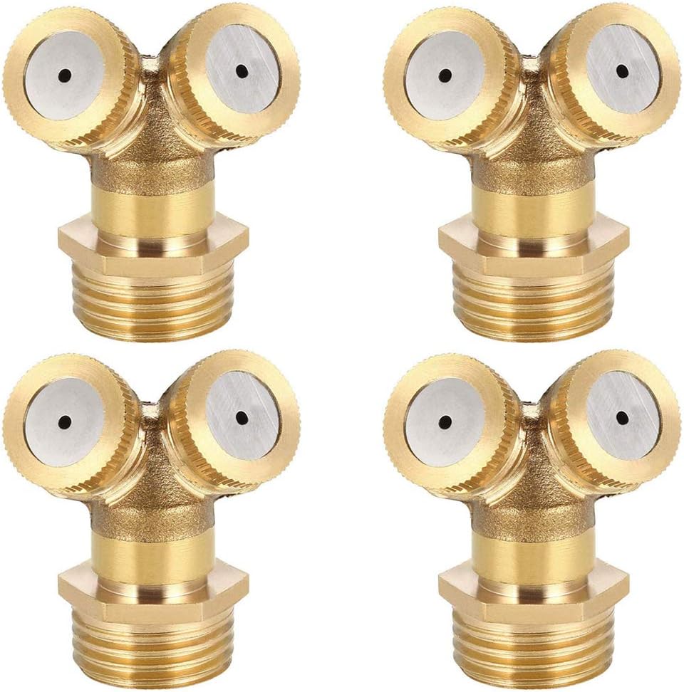 Amazon.com : ZLYY 4pcs 1/4" Misting Spray Nozzle, 2-Hole Brass ...