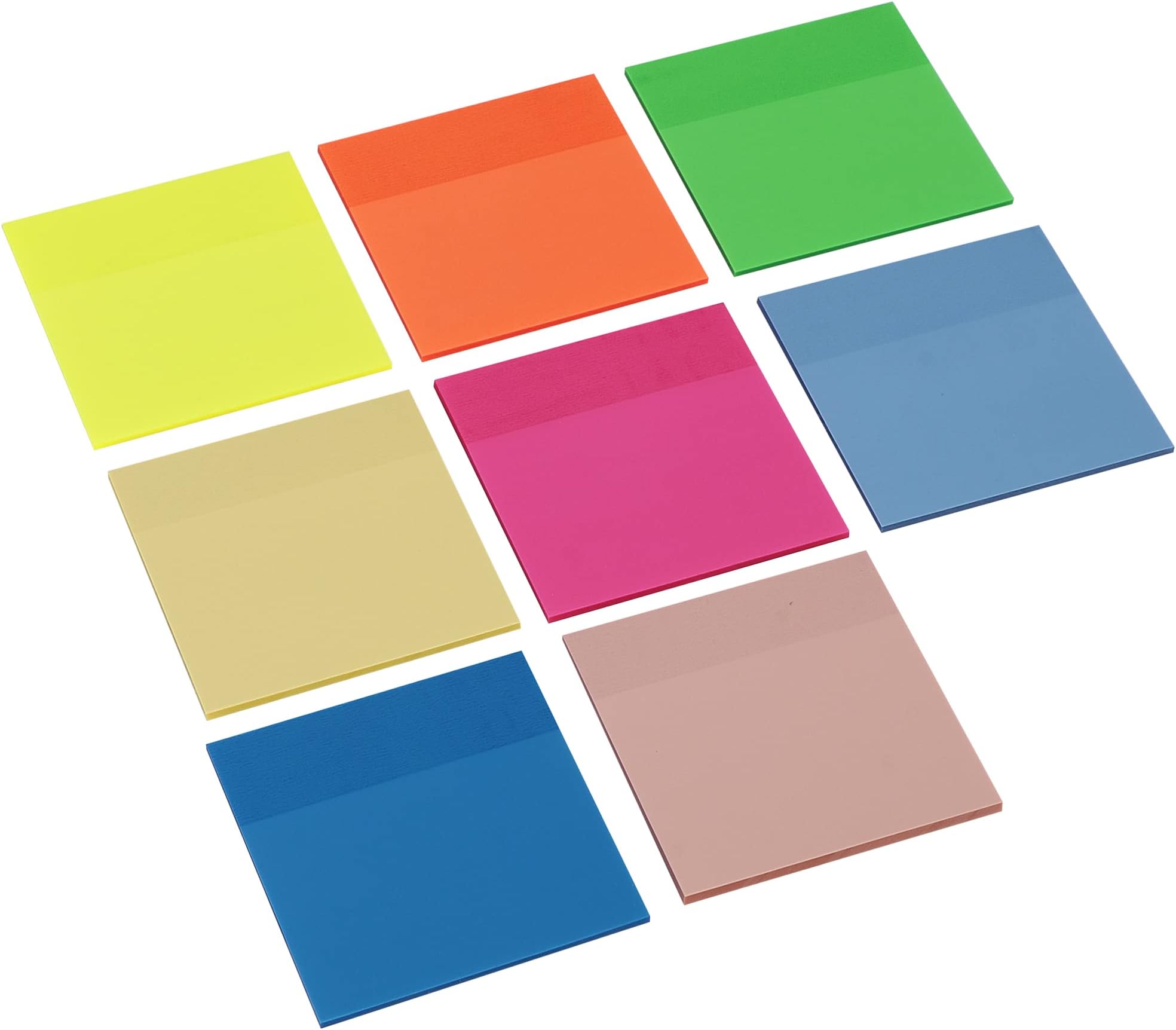 Worison 400 Sheets 8 Pads Transparent Sticky Notes,3 x 3 inch Colorful ...