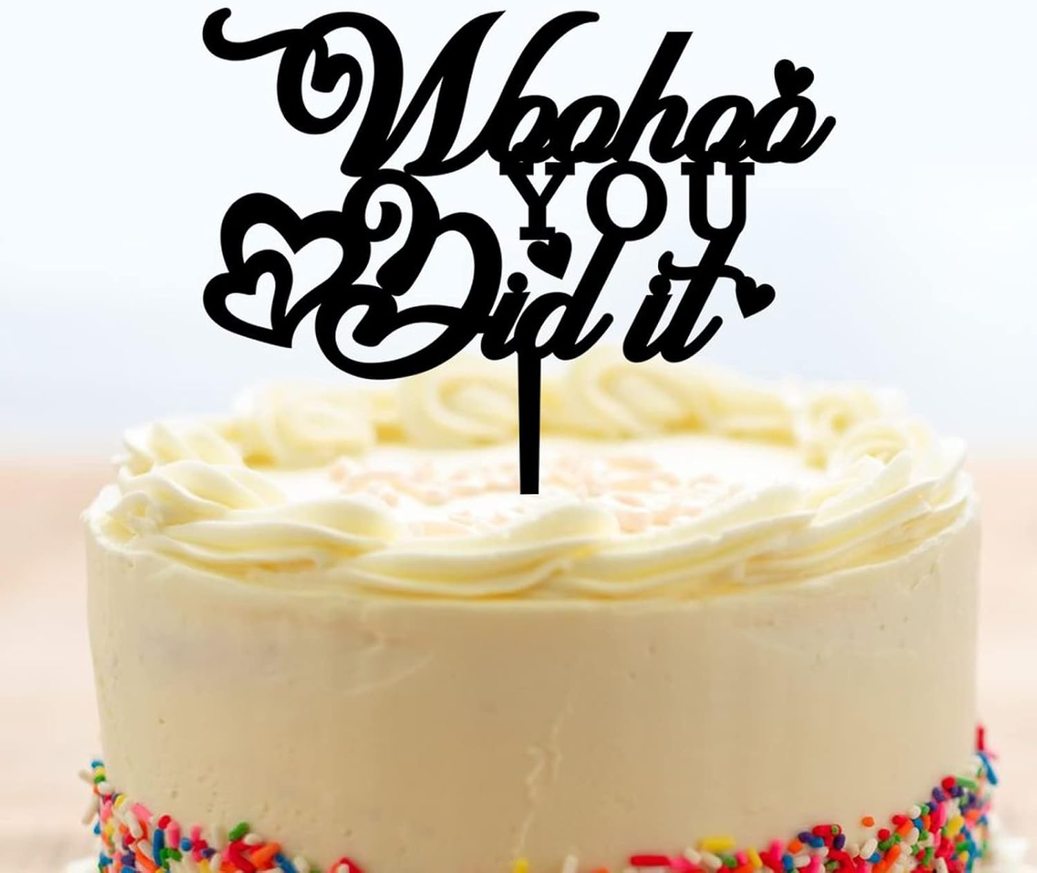 Amazon.com: Graduation Woohoo You Did It Cake Toppers black Acrylic ...