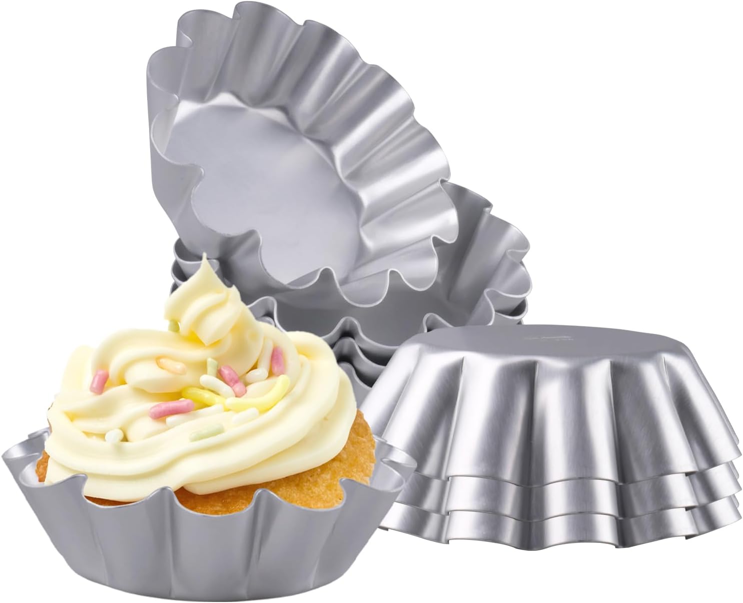 Amazon.com: Velicber 8 Pcs Egg Tart Molds, 4.72 Inch Aluminum Mini Tart ...