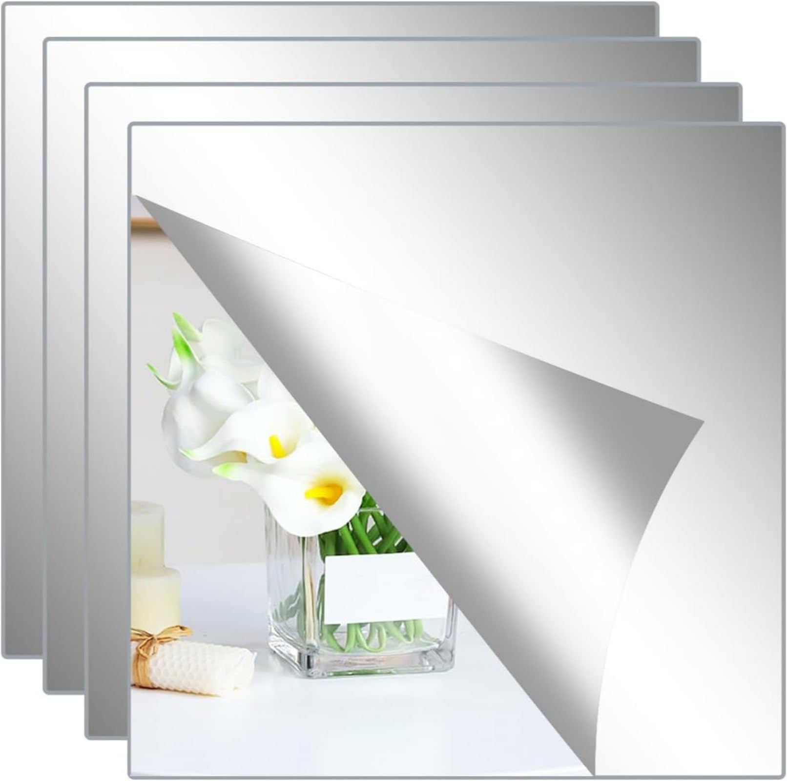 Amazon.com: Abyssaly Mirror Stickers for Walls 4 Pack 11.8''x11.8 ...