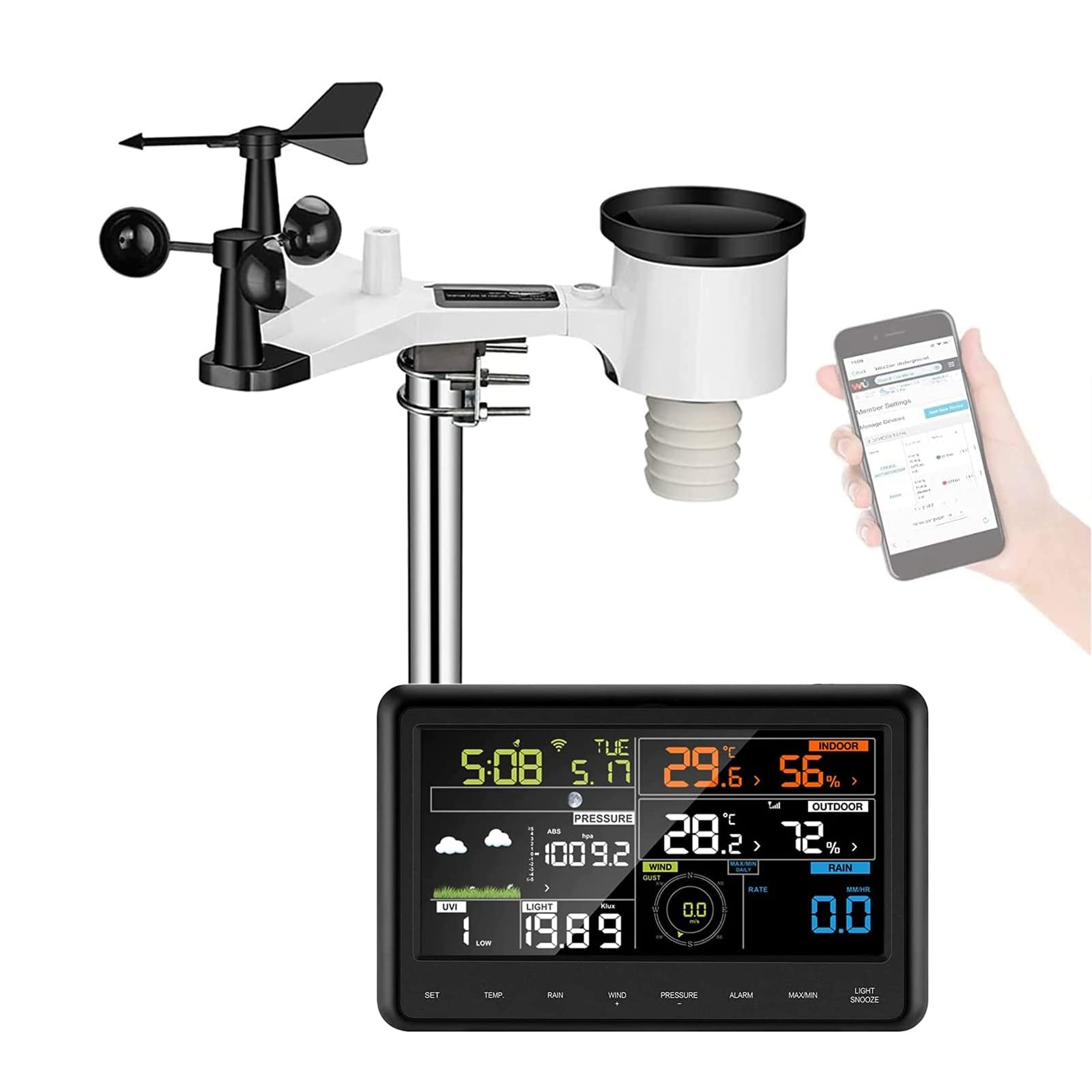 Buy XXJJ Smart Weather Station with Outdoor Sensors, 7-in-1 Wi-Fi ...