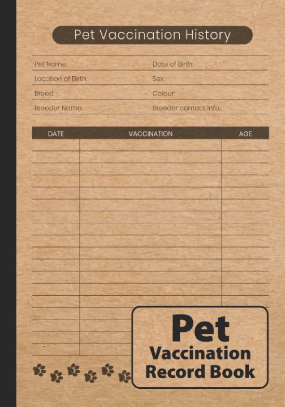 Pet Vaccination Record Book: Immunization Log for Multiple Pets: Frost ...