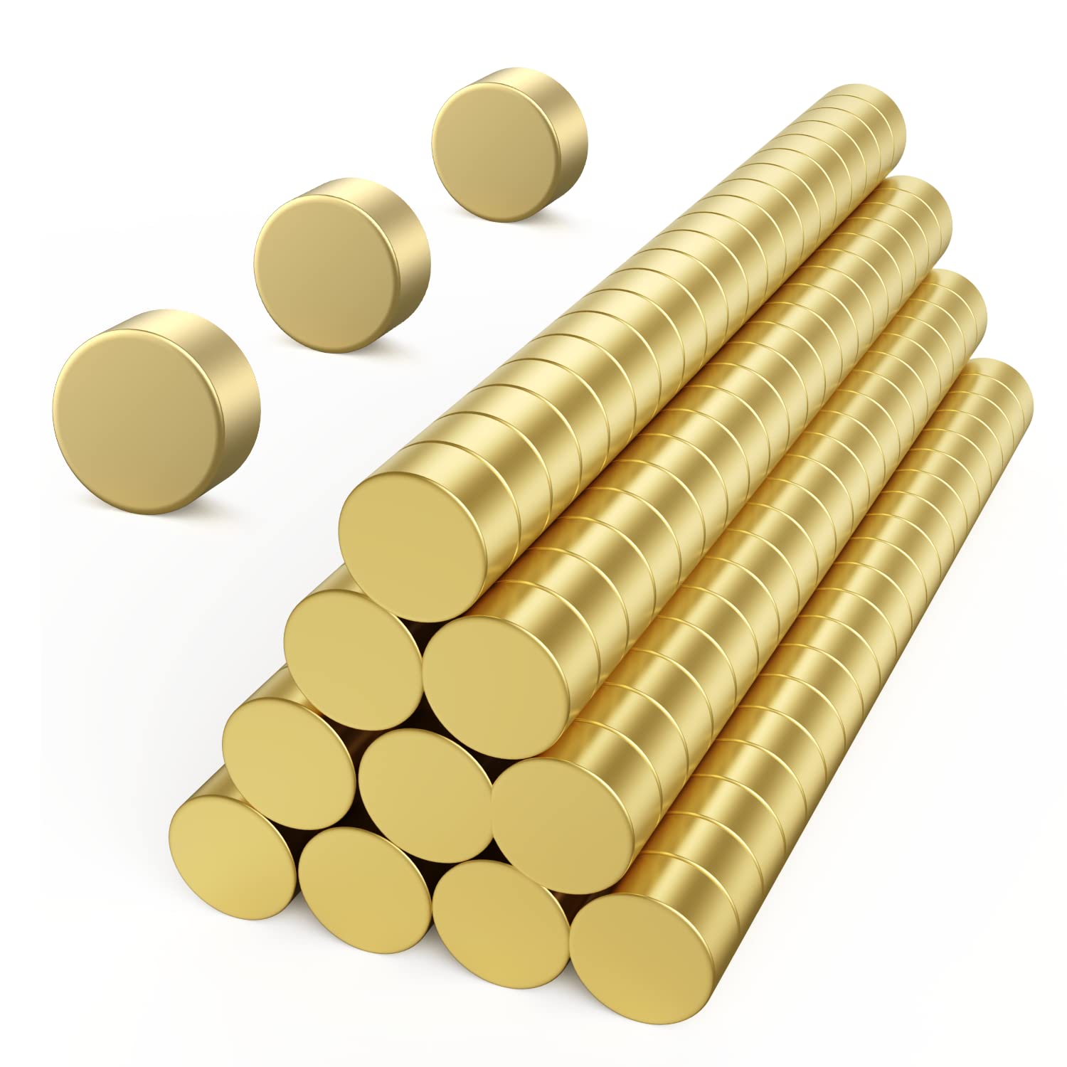 200PCS Gold Refrigerator Magnets, 4×2MM Small Round Rare Earth ...