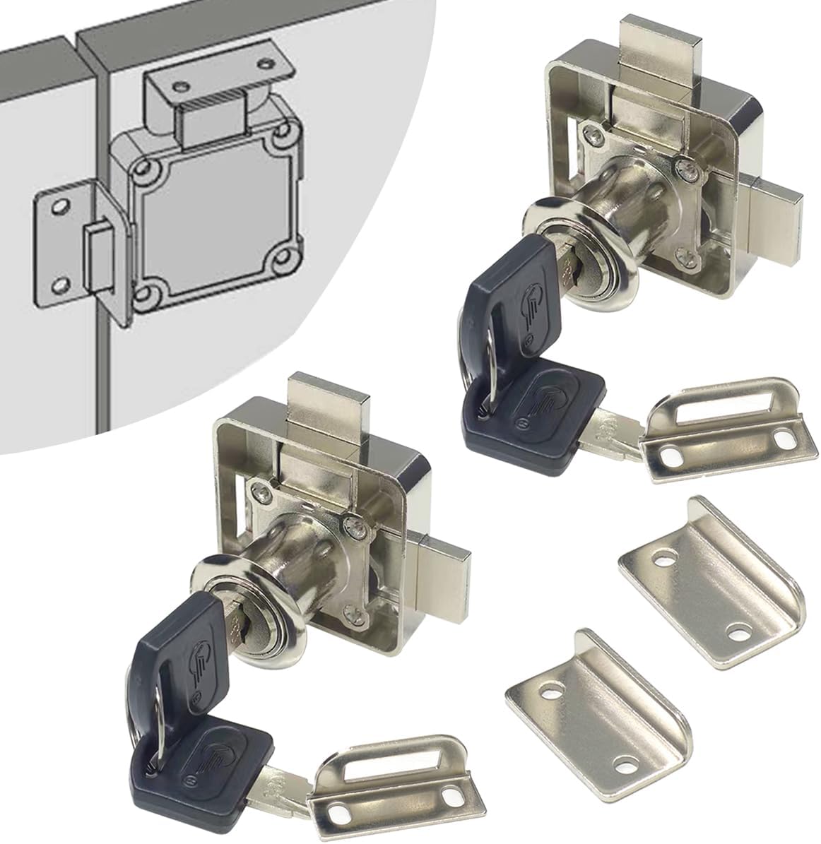 Cabinet Double Door Lock Cabinet Drawer Lock Safety Lock Double Latch ...