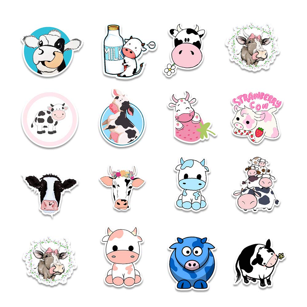 Snapklik.com : 50Pcs Cow Stickers For Kids,Waterproof Kawaii Vinyl Cow ...