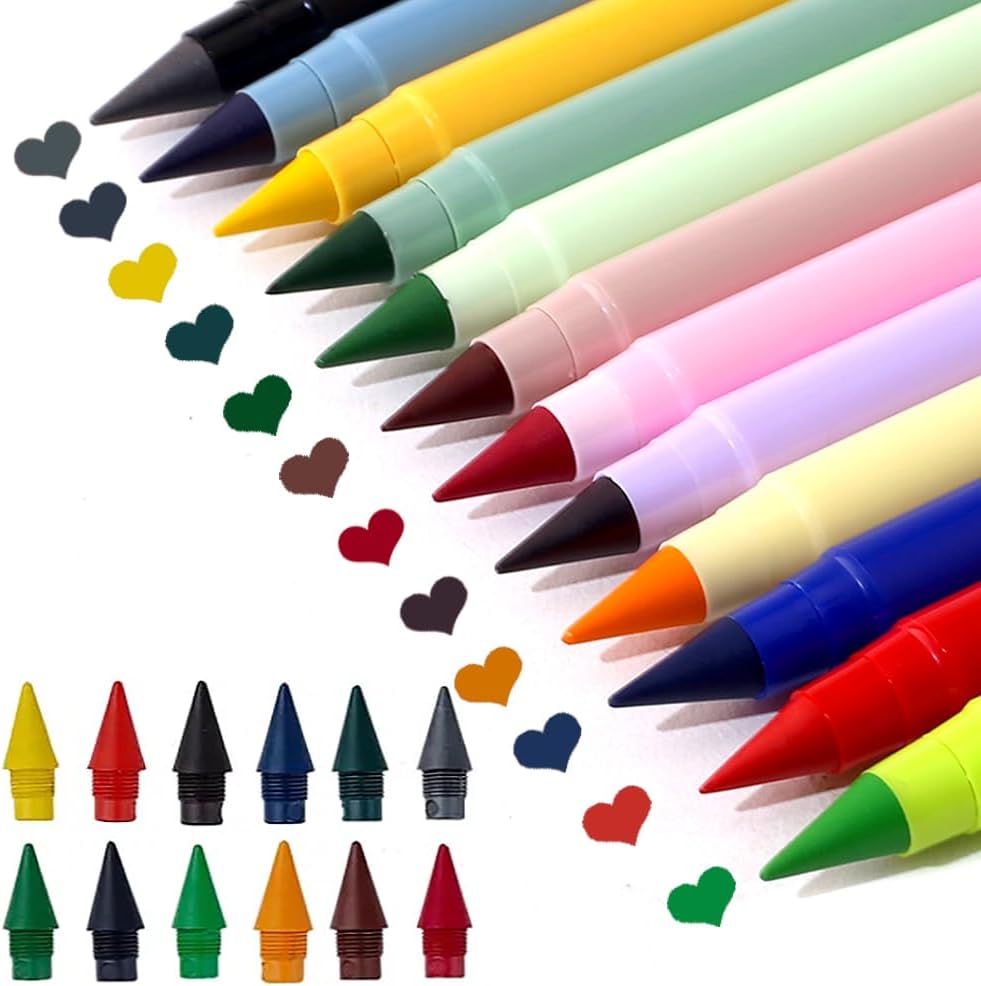 Amazon.com: RUIYDZ 13 Color Infinity Pencil Forever Pencil With Eraser ...