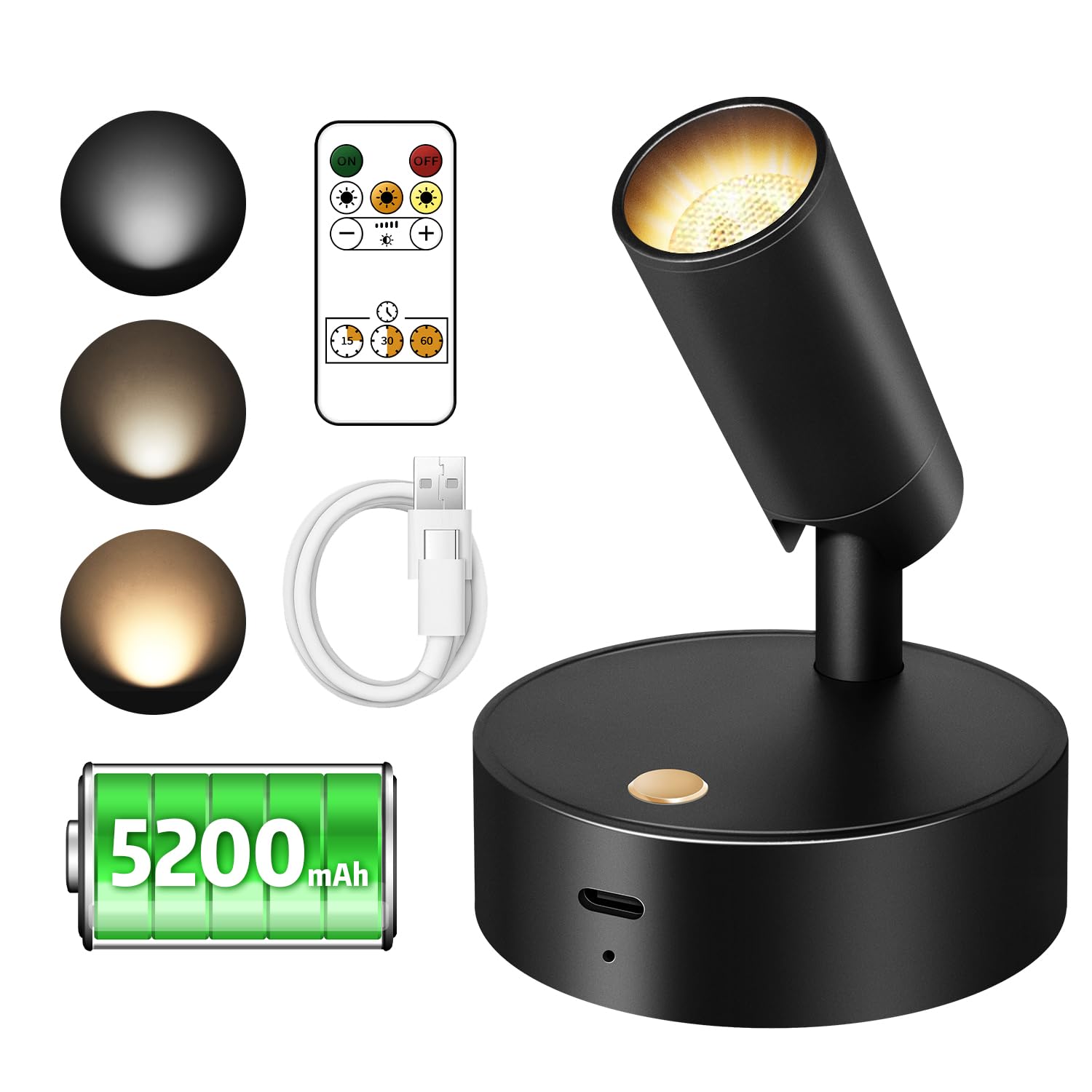 TAOMAND LED Spotlight Indoor | Ultra Large Capacity Battery | USB ...