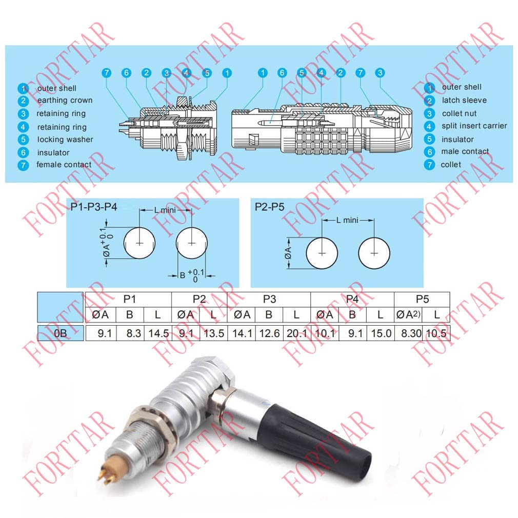 Snapklik.com : FORTTAR 0B 4 Pin Aviation Connector Male Plug, 4 Wire ...