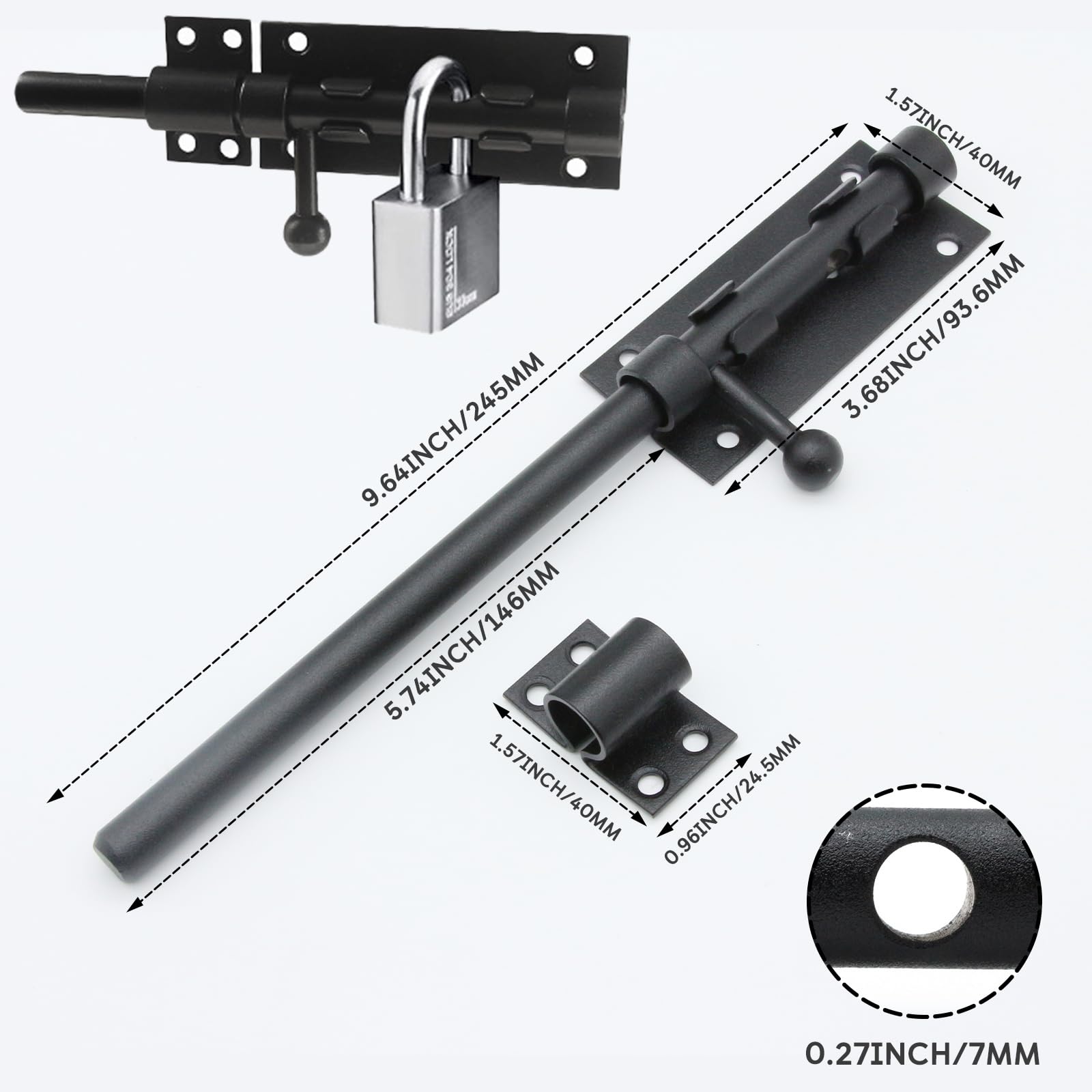 Lxoraziy 10 Inch Heavy Duty Slide Gate Latch Bolt Safety Door Lock with ...