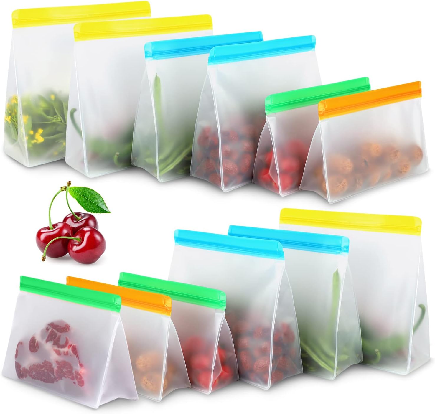 Amazon.com: 12 Pack -11"x10'' Reusable Gallon Bags BPA Free Freezer ...