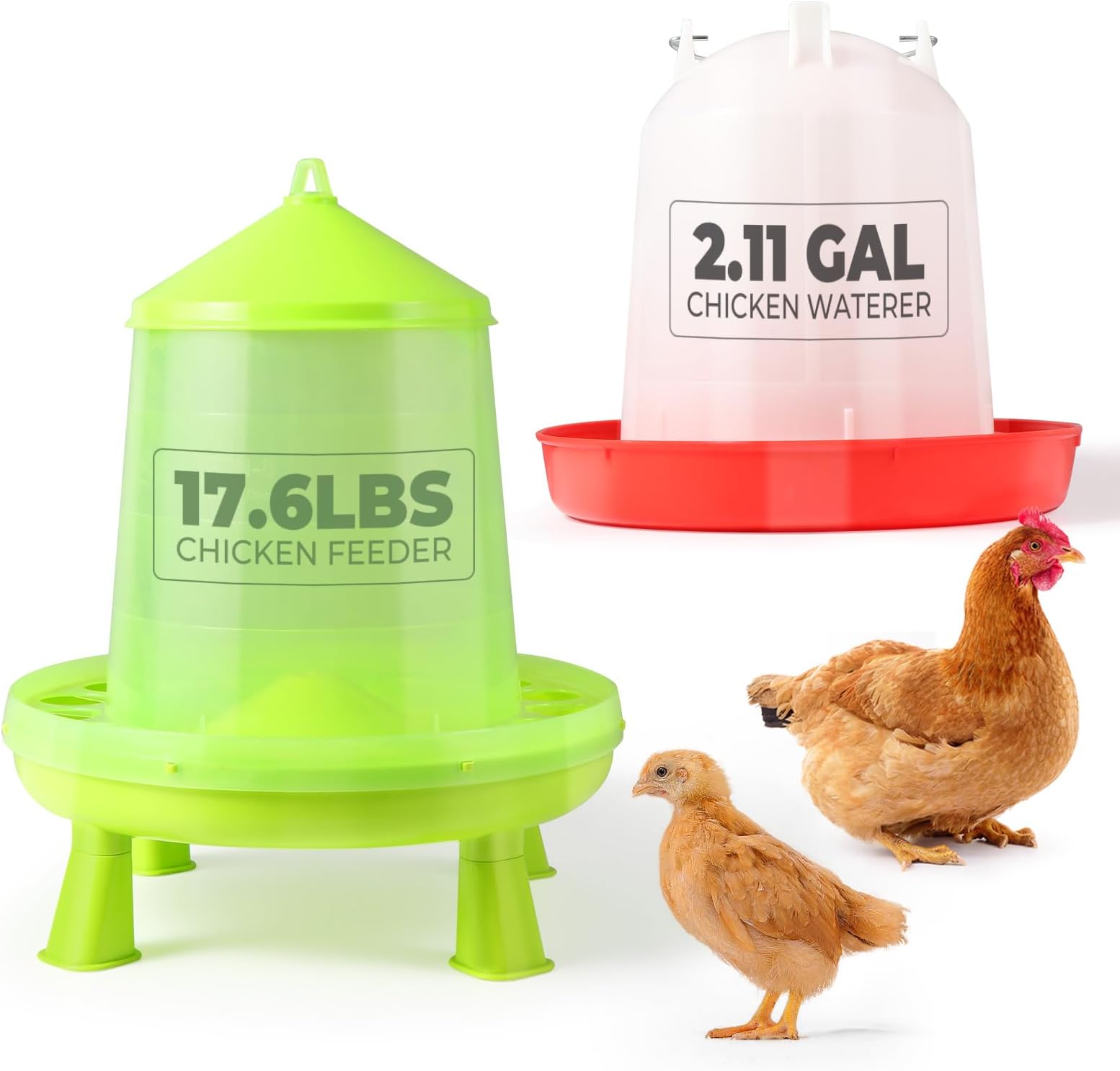 Amazon.com: Lyromix Large Chicken Feeder and Waterer Set - 17.6LBS with ...