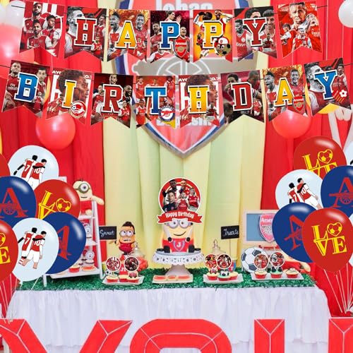 Arsenal FC Birthday Decorations, Soccer Star Saka Theme Party - Want It All