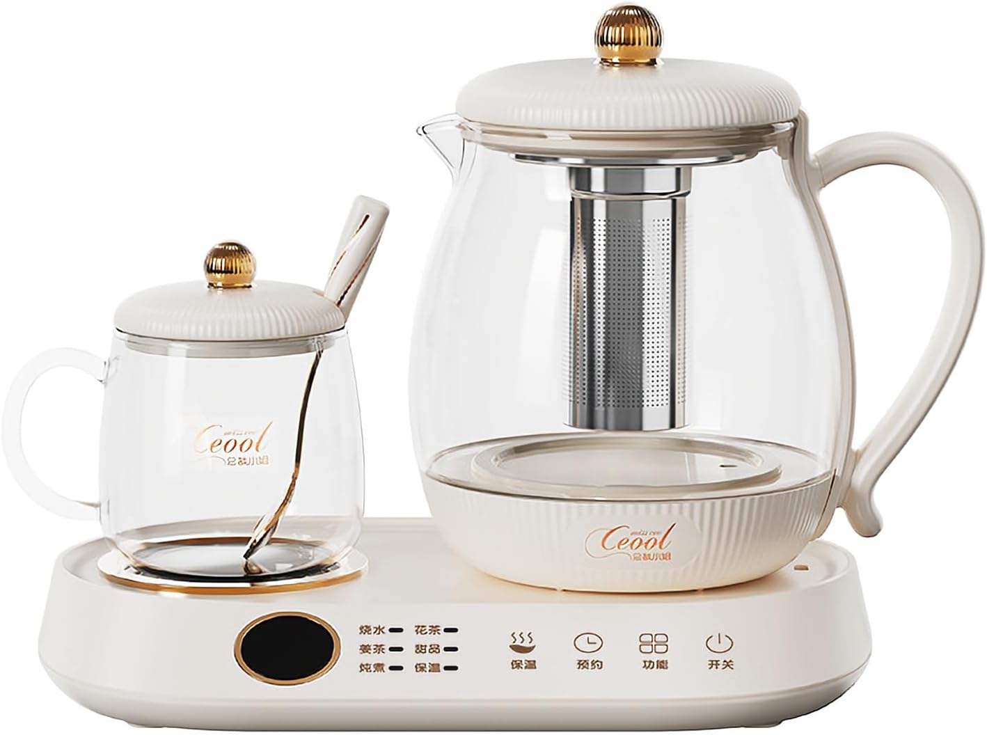CEOOL Health Pot, Electric Kettle with Cup Warmer, Glass Kettle for ...