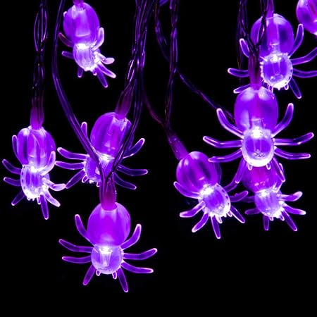 Amazon.com: AOSTAR Battery Operated Halloween Spider Fairy Lights with ...