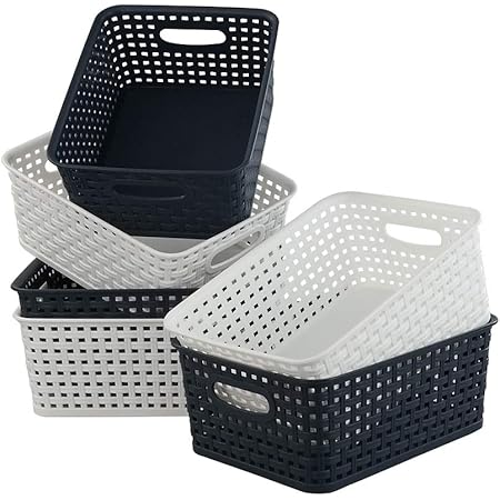 Amazon.com: Ucake Plastic Storage Baskets for Organizing, Small Weave ...