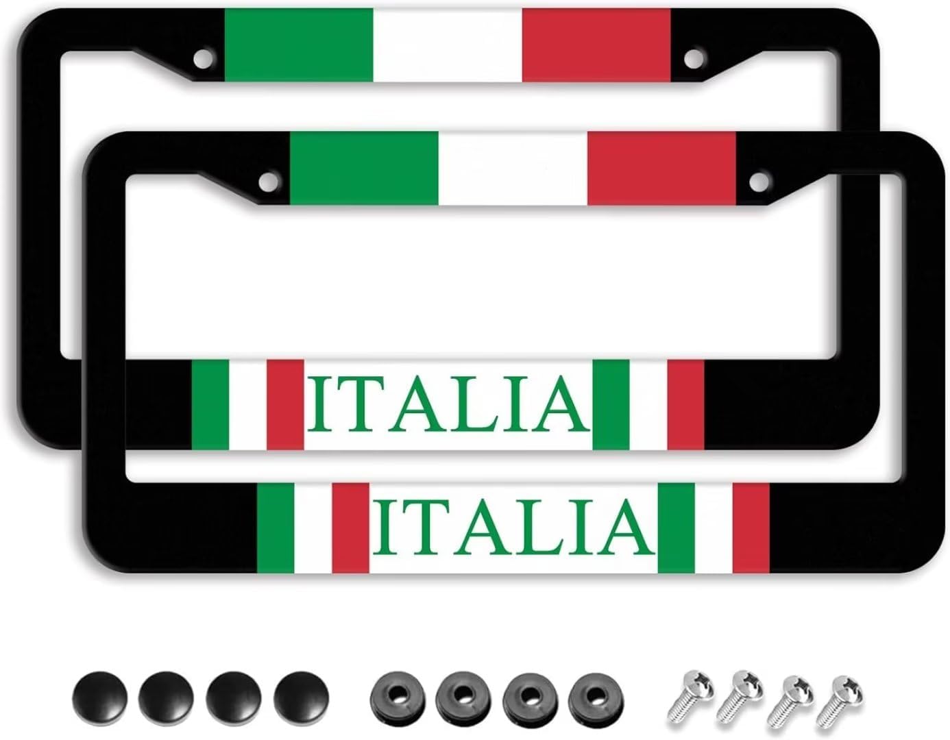 Amazon.com: Italian Flag License Plate Frame - 2 Pack Aluminum Metal ...