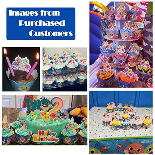 Bomcan 48 Pcs Baby Shark Cupcake Toppers and Wrappers, 24 Set - Want It All