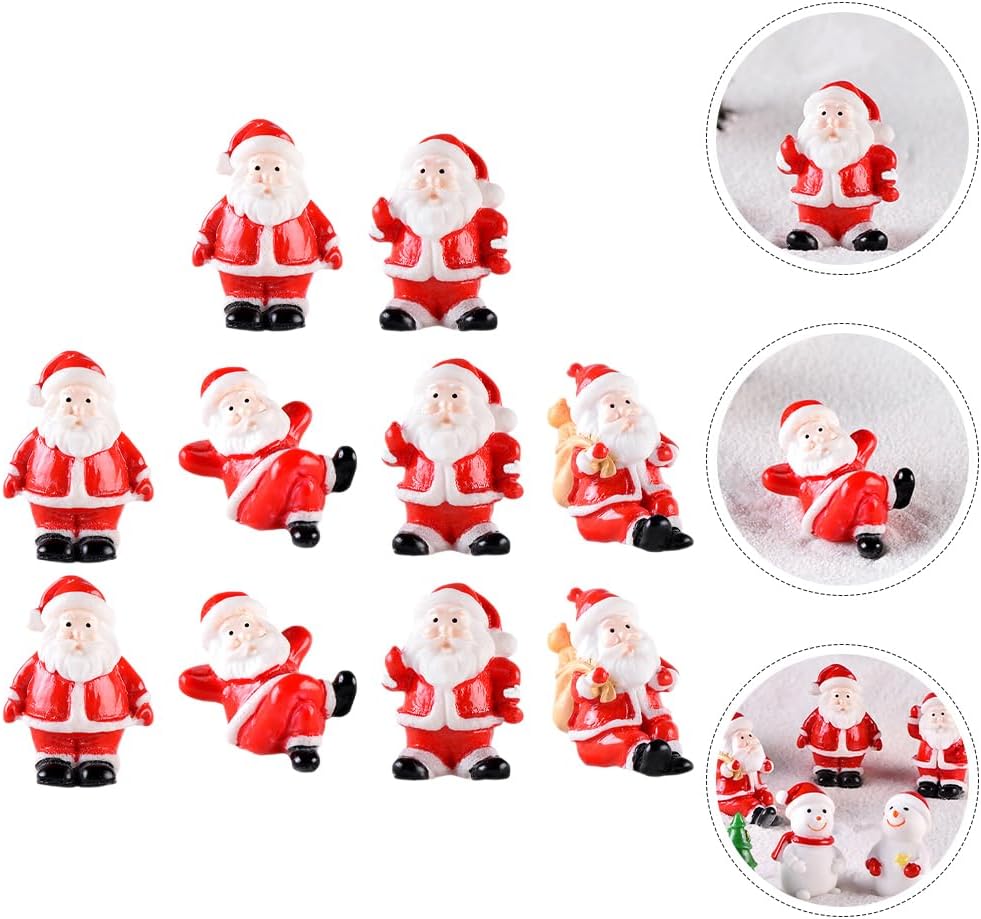 Amazon.com: 10Pcs Mini Santa Claus Figurines Set - Small Resin ...