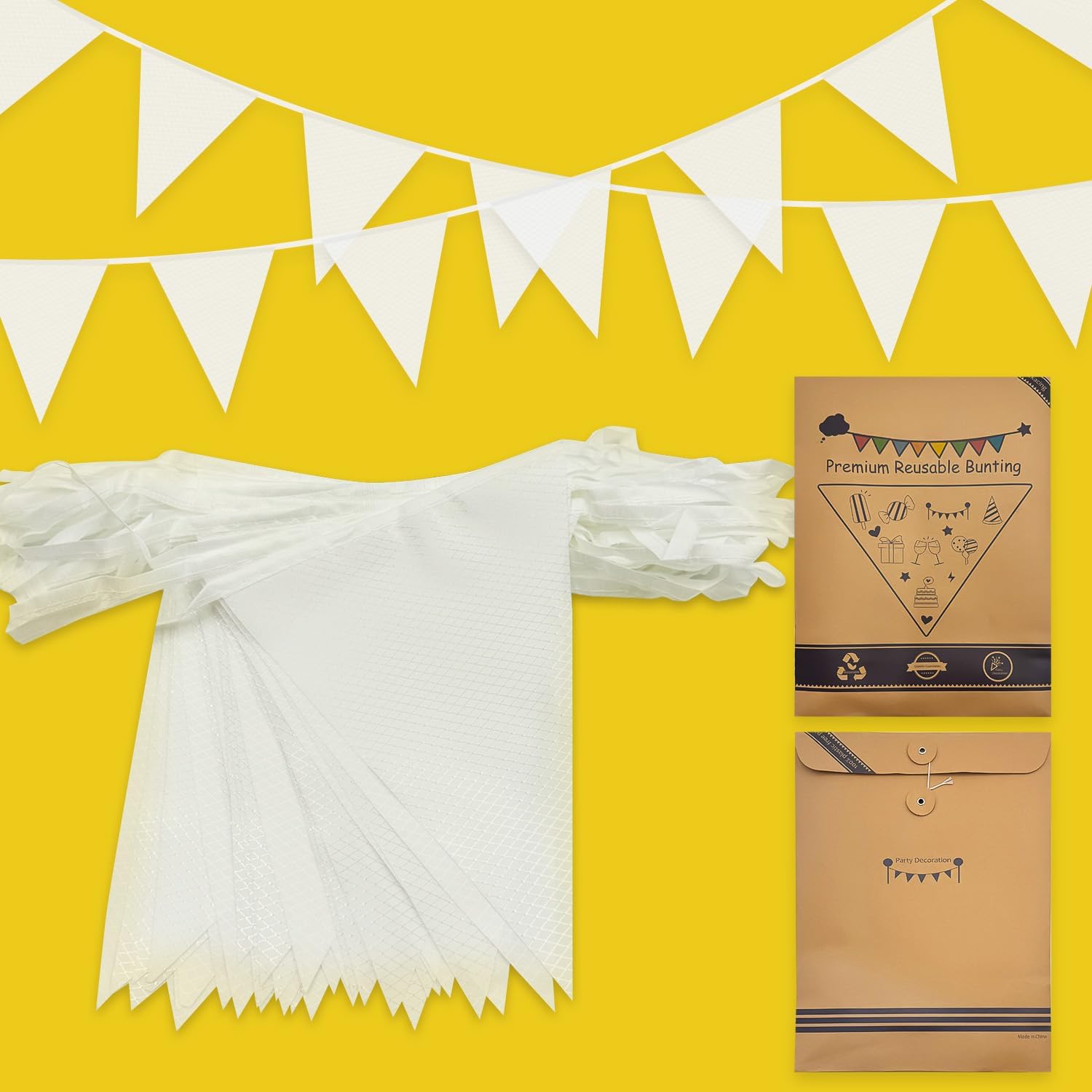 White Wedding Bunting - 10m Single Sided Bunting : Amazon.co.uk: Toys ...
