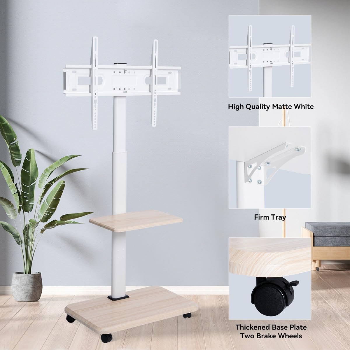 RTCUL Mobile TV Cart,Rooling TV Stand on Wheels for 32-70 Inch Tall ...