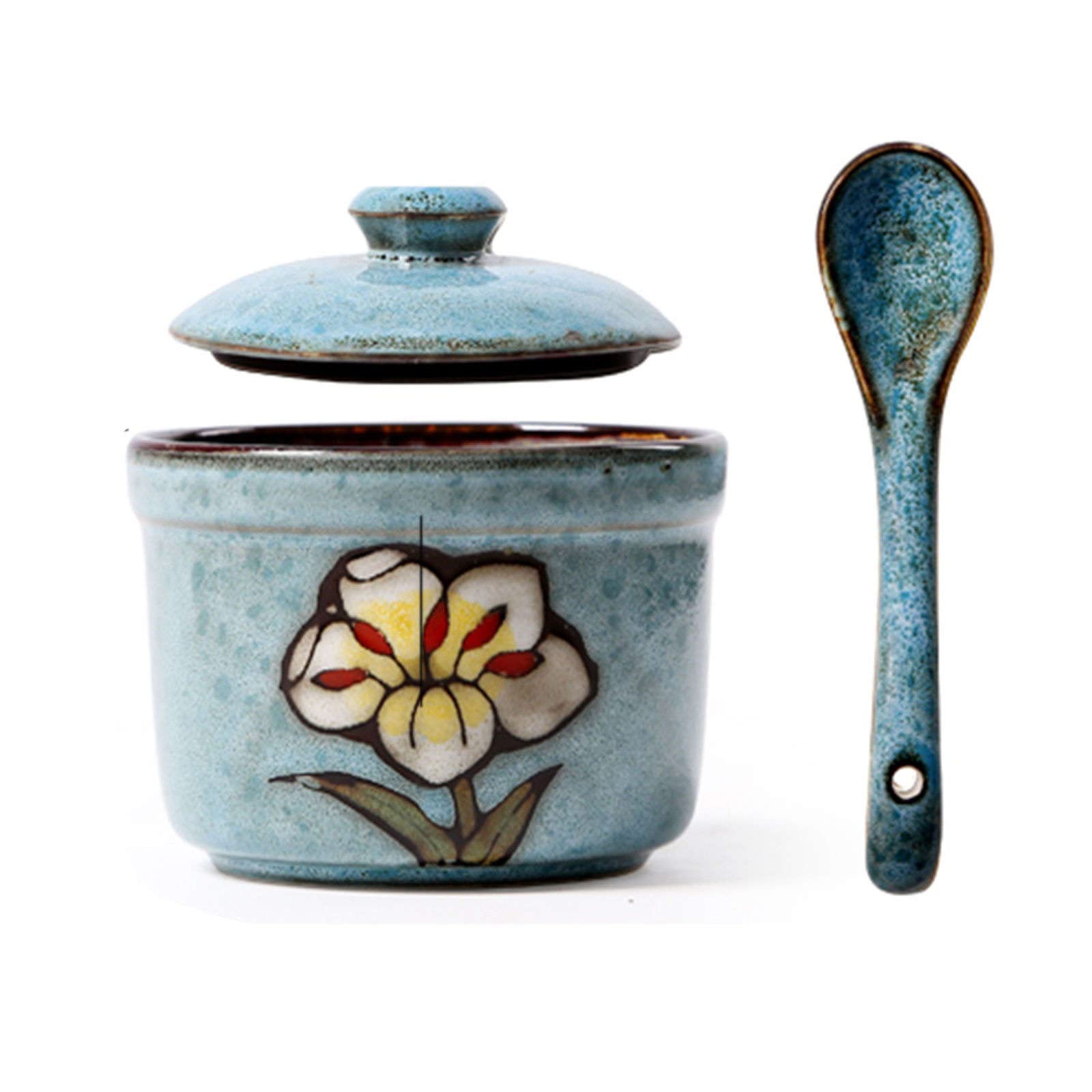 MaikOn Ceramic Sugar Bowl, Sugar Bowl with Lid and Spoon, Sugar Storage ...