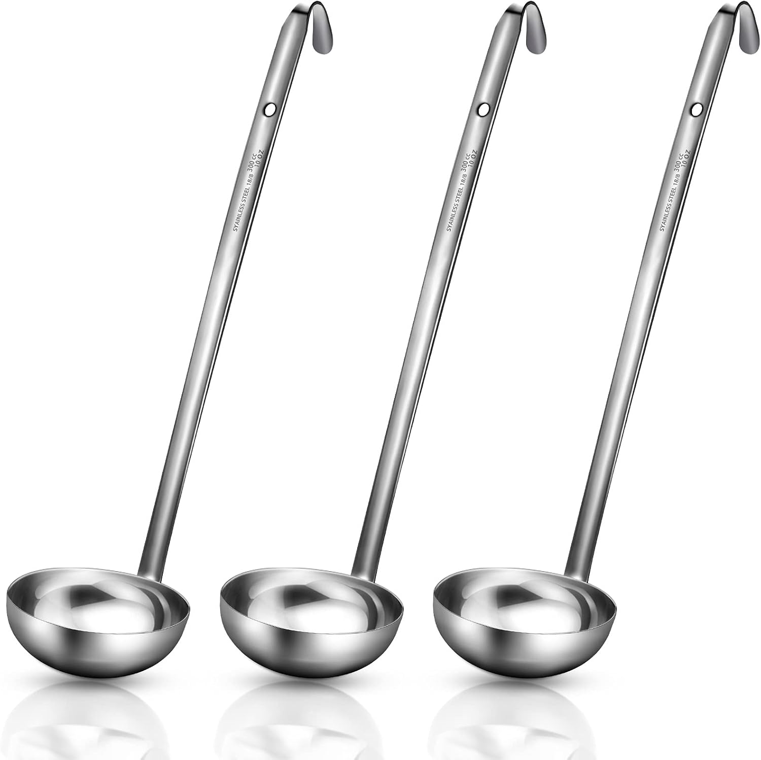 Amazon.com: 3 Pieces Stainless Steel Ladle Soup Handle Ladle with ...