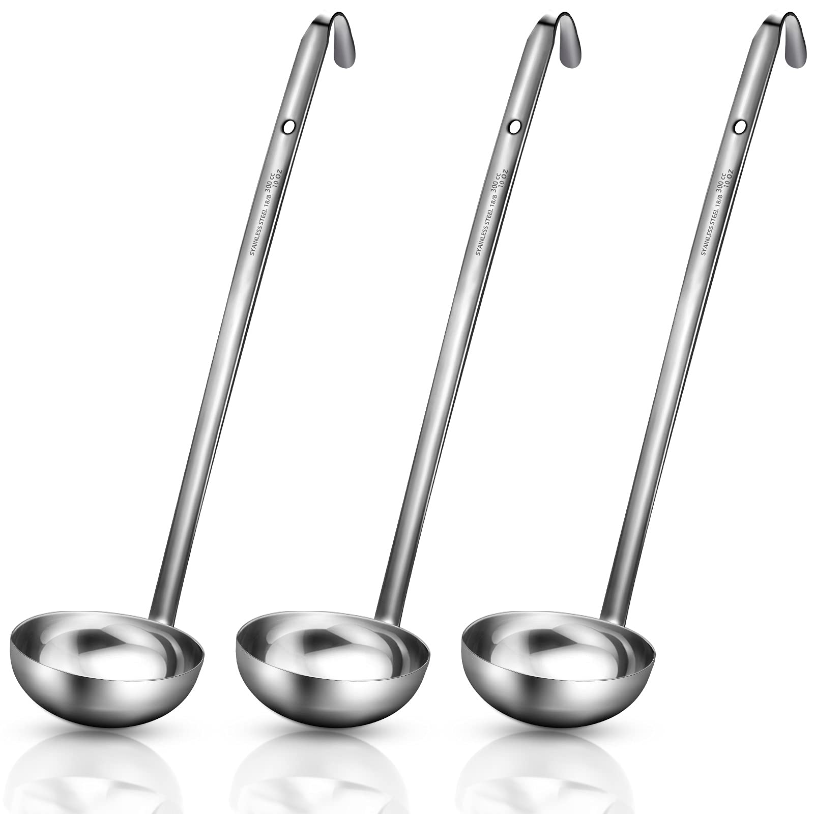 Amazon.com: 3 Pieces Stainless Steel Ladle Soup Handle Ladle with ...